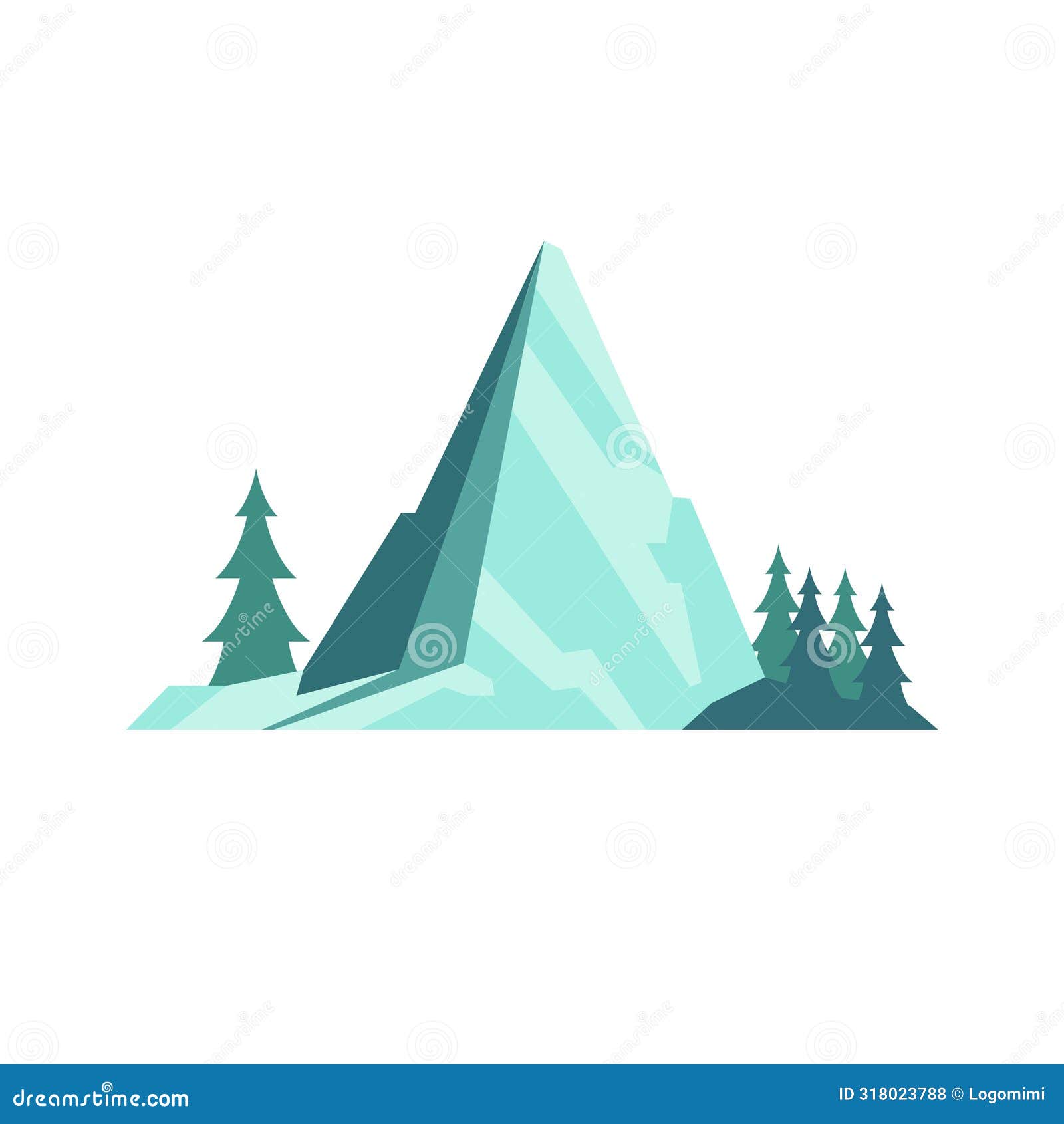 Snow Ice Mountain, High Iceberg Landscape with Trees, Mountains Icon ...