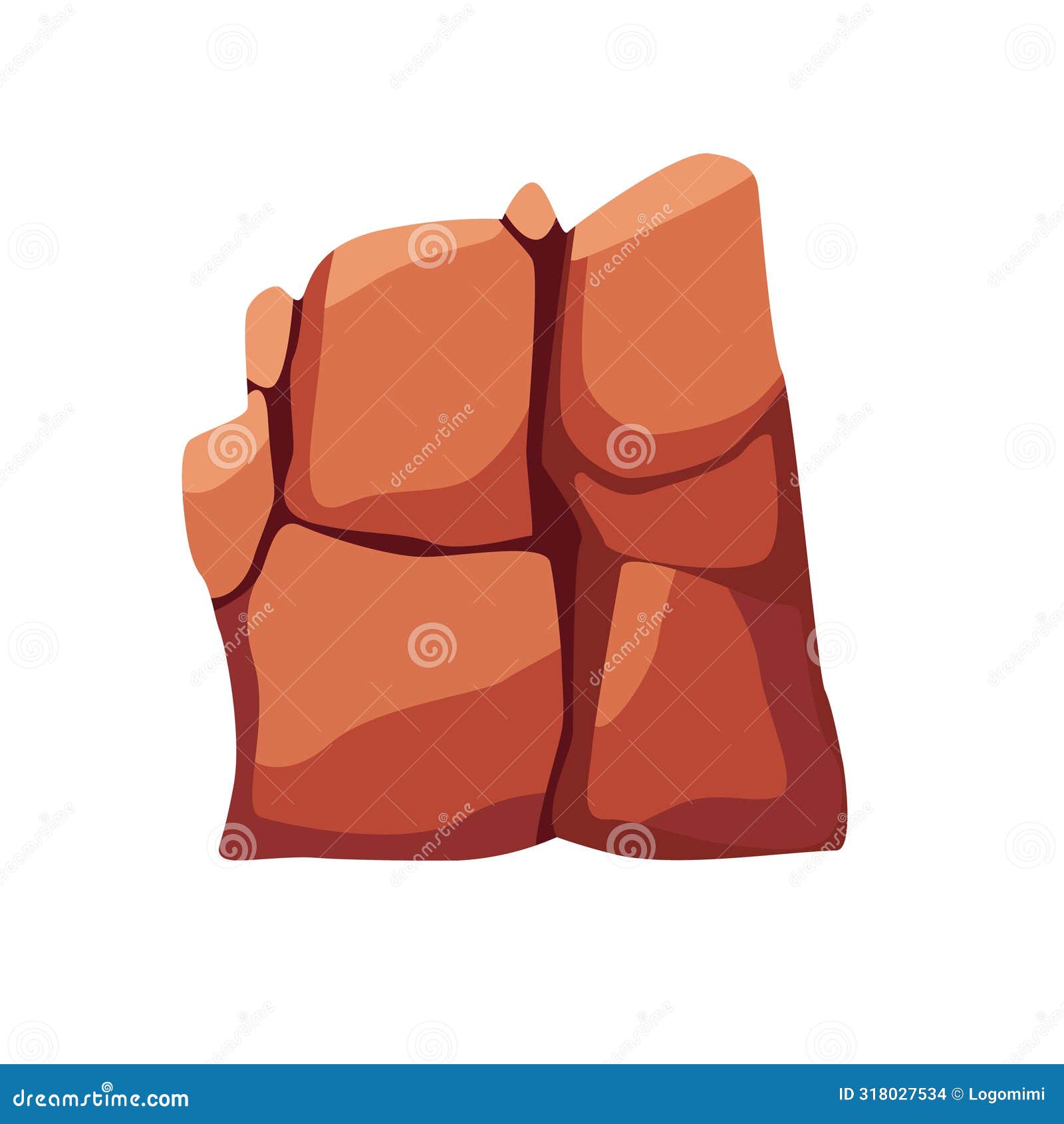 Brown Red Desert Stone, Rock Formation Vector Nature Illustration ...