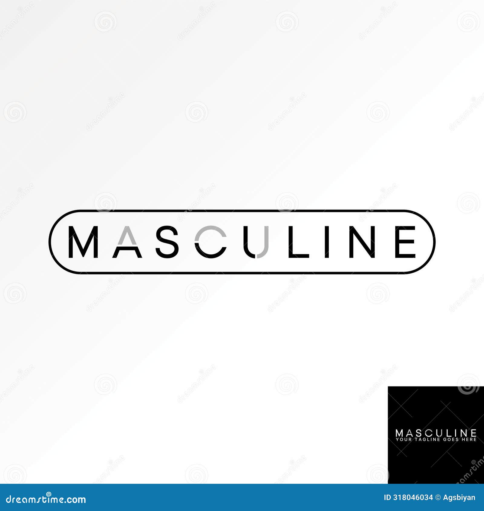 Word Text Masculine with Cutting on Font Emblem. Related Monogram ...