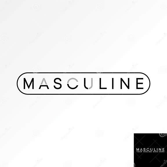 Word Text Masculine with Cutting on Font Emblem. Related Monogram ...