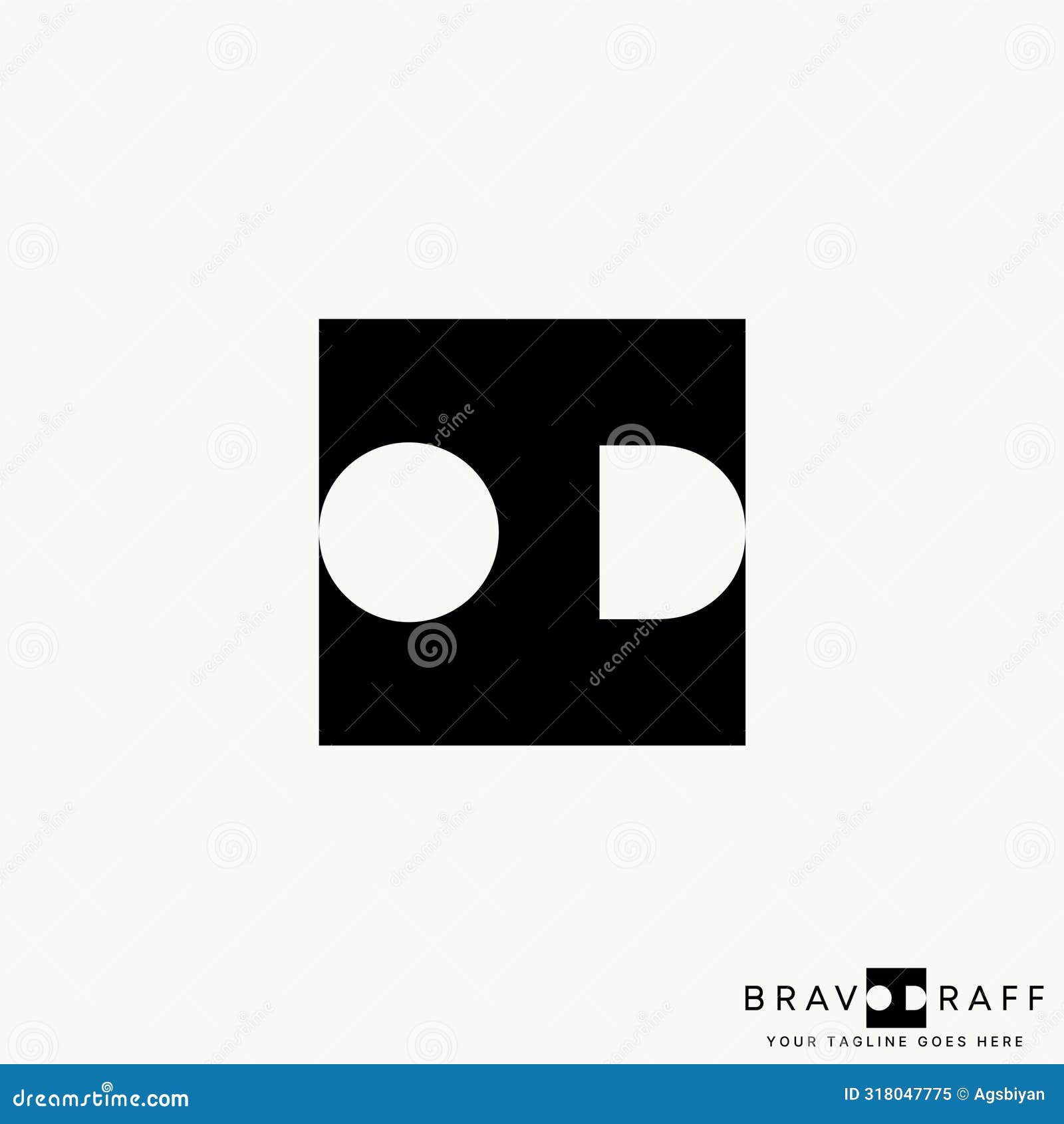 Letter Initial OD with Negative Space Square. Related To Monogram ...