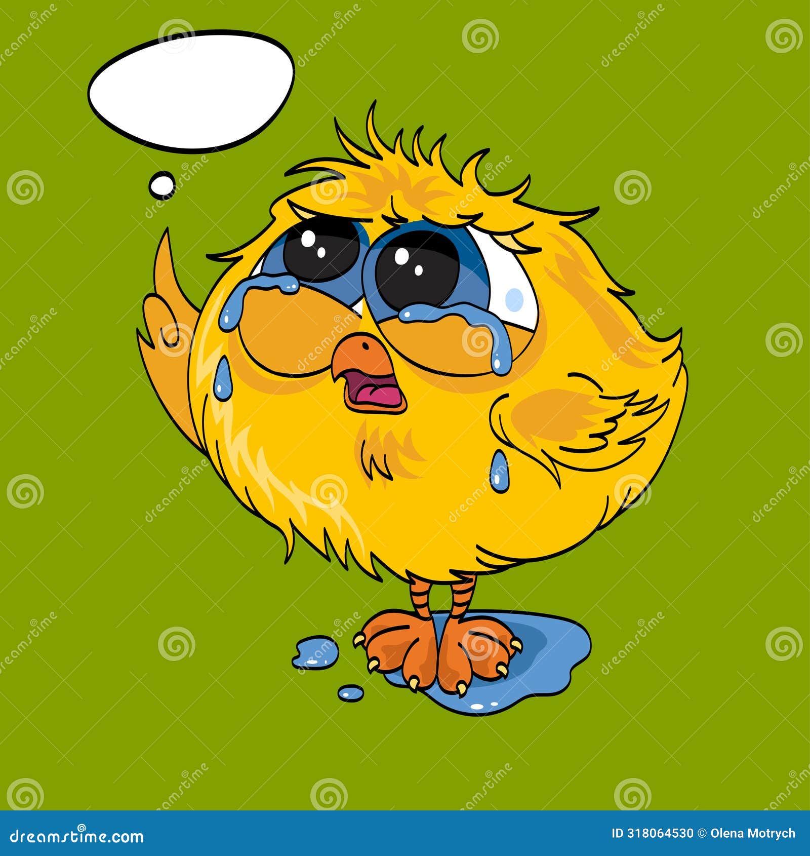 Vector Cartoon Yellow Chicken Crying. Character Design Stock Vector ...