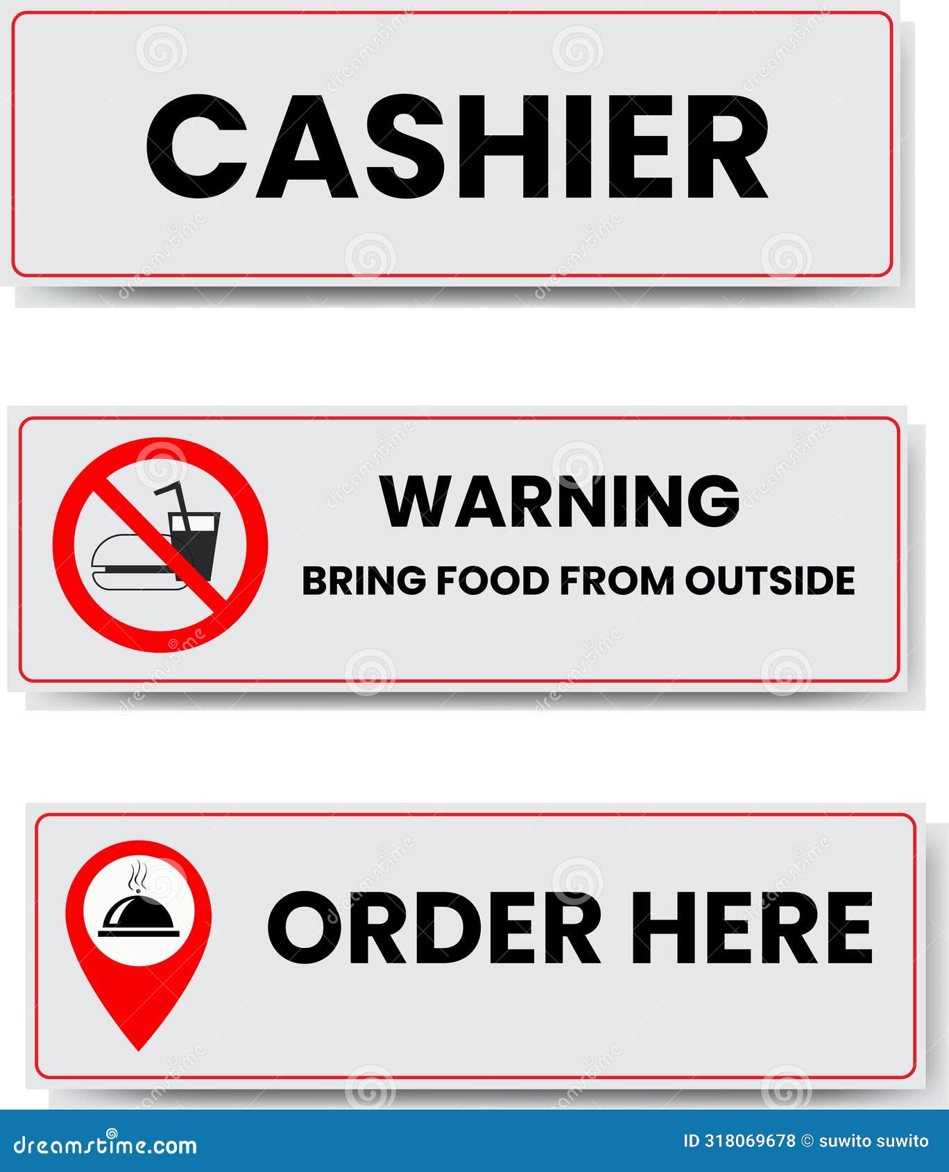 Catering Area. Vector Illustration. Red and White Sign Stock Vector ...
