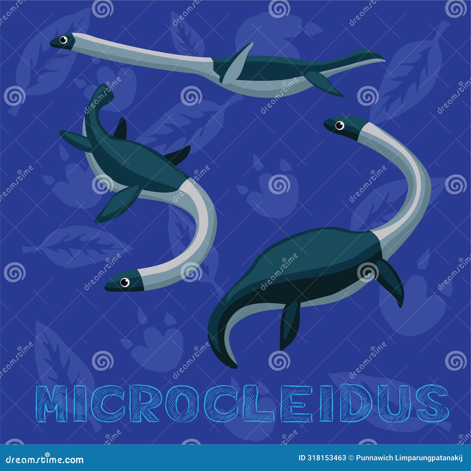Sea Monster Dinosaur Microcleidus Cartoon Vector Illustration Stock ...