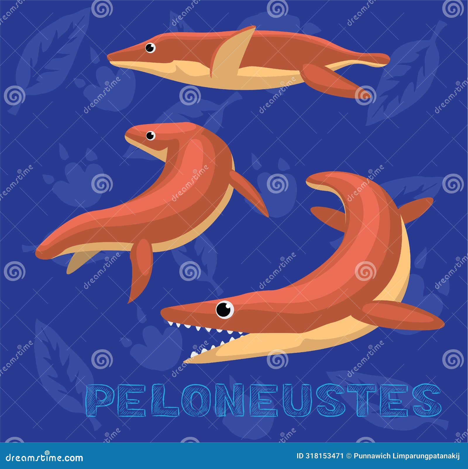 Sea Monster Dinosaur Peloneustes Cartoon Vector Illustration Stock ...