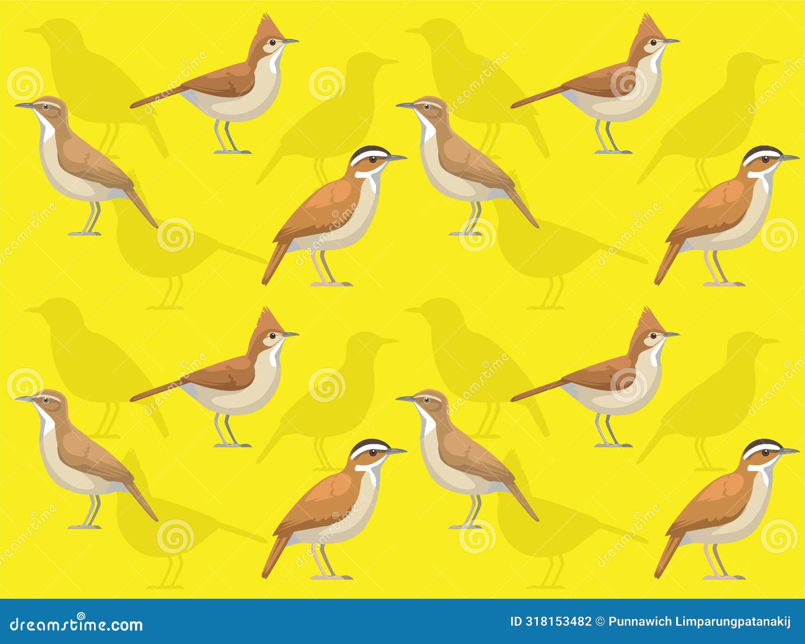 Bird Hornero Cartoon Cute Seamless Wallpaper Background Stock Vector ...