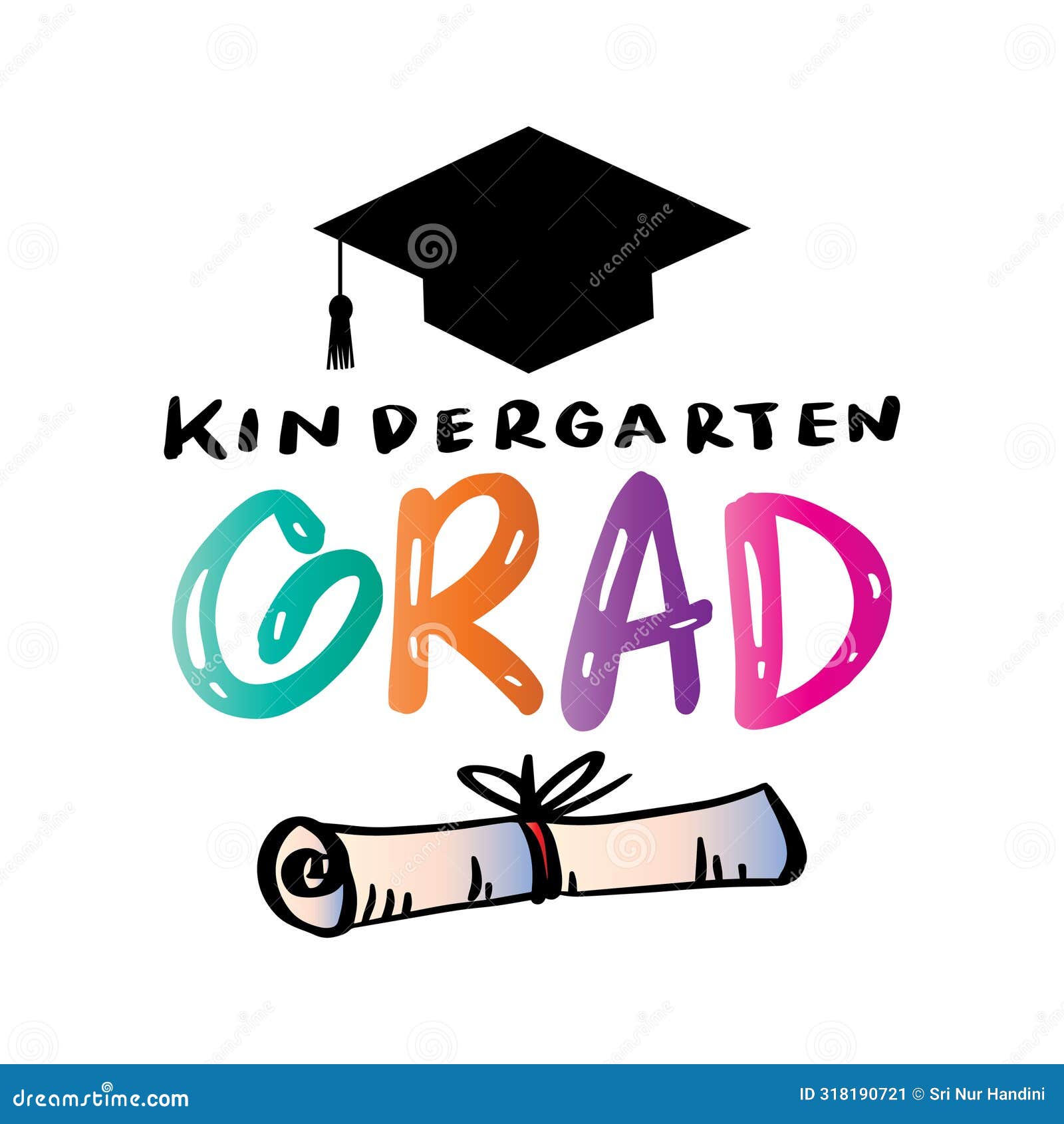Kindergarten Grad. Hand Drawn Vector Illustration Of A Graduation Cap ...