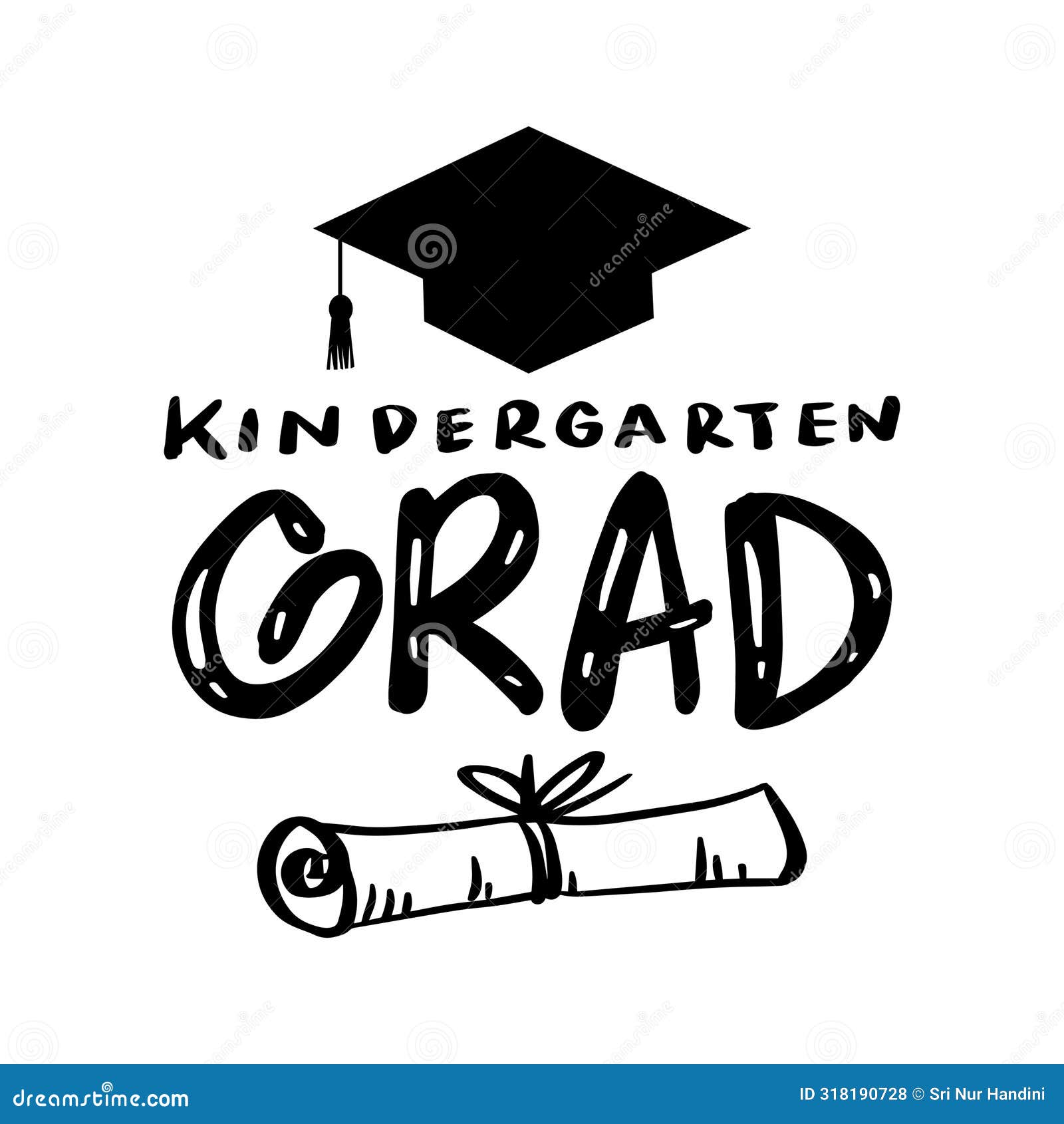 Kindergarten Grad. Hand Drawn Vector Illustration of a Graduation Cap ...