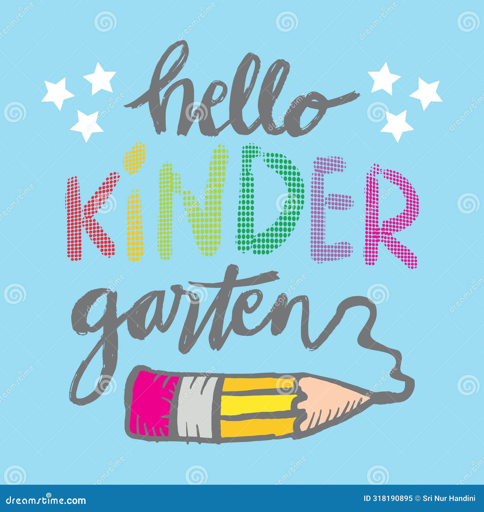Hello Kindergarten, Hand Drawn Lettering with Pencil. Stock Vector ...
