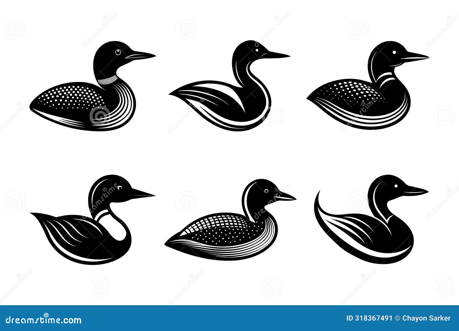 Set of Minimalist Loon Logo Vector Art Illustration Stock Illustration ...