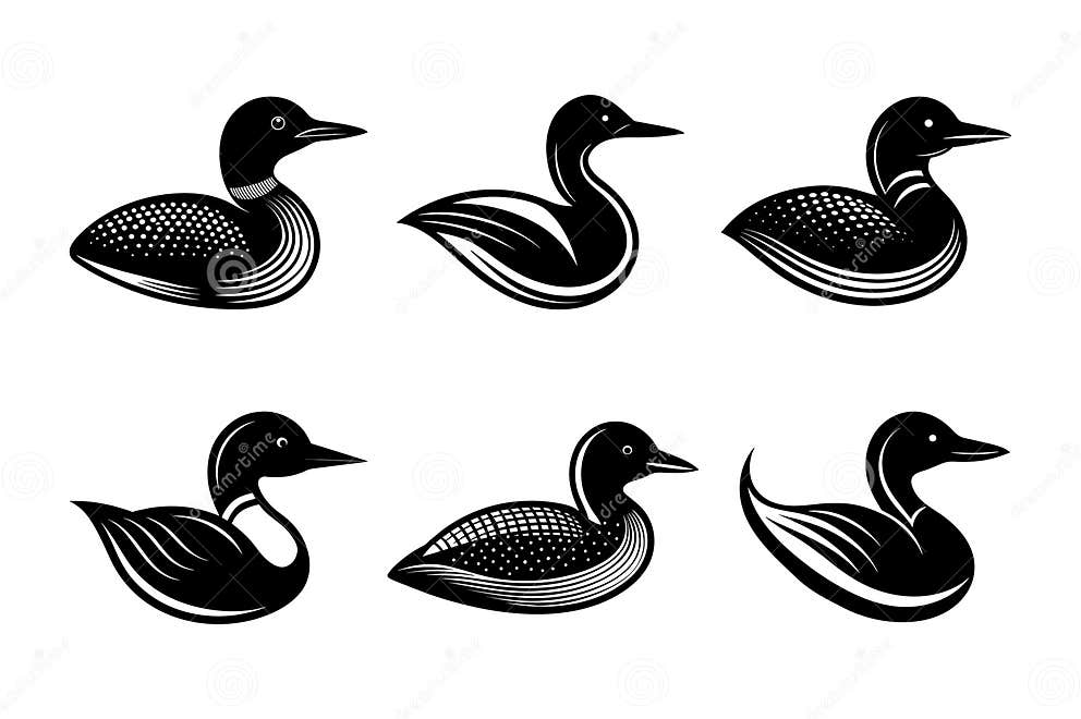 Set of Minimalist Loon Logo Vector Art Illustration Stock Illustration ...