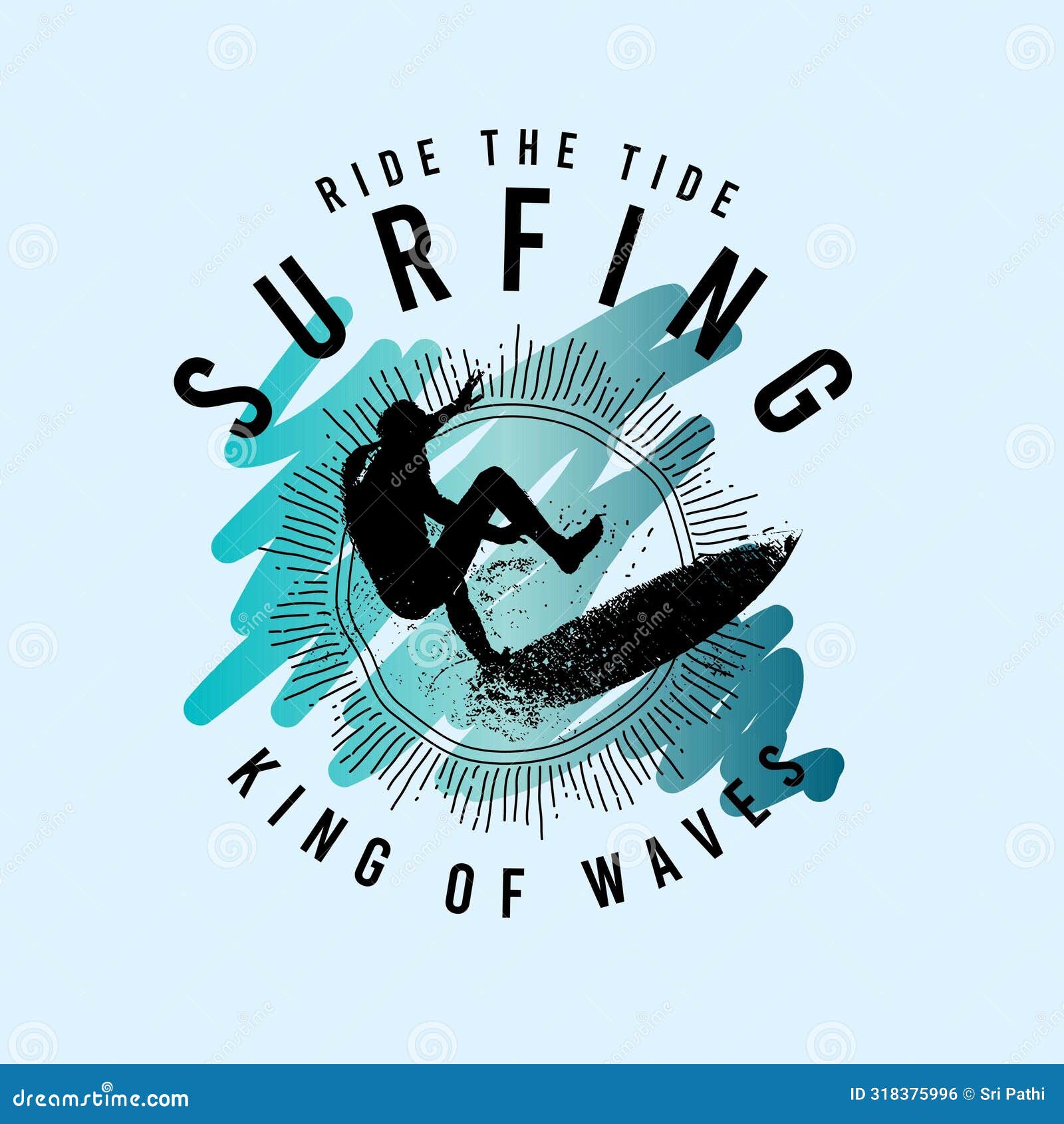 Tide Rider Design Concept For Summer Surfing Vector Illustration ...