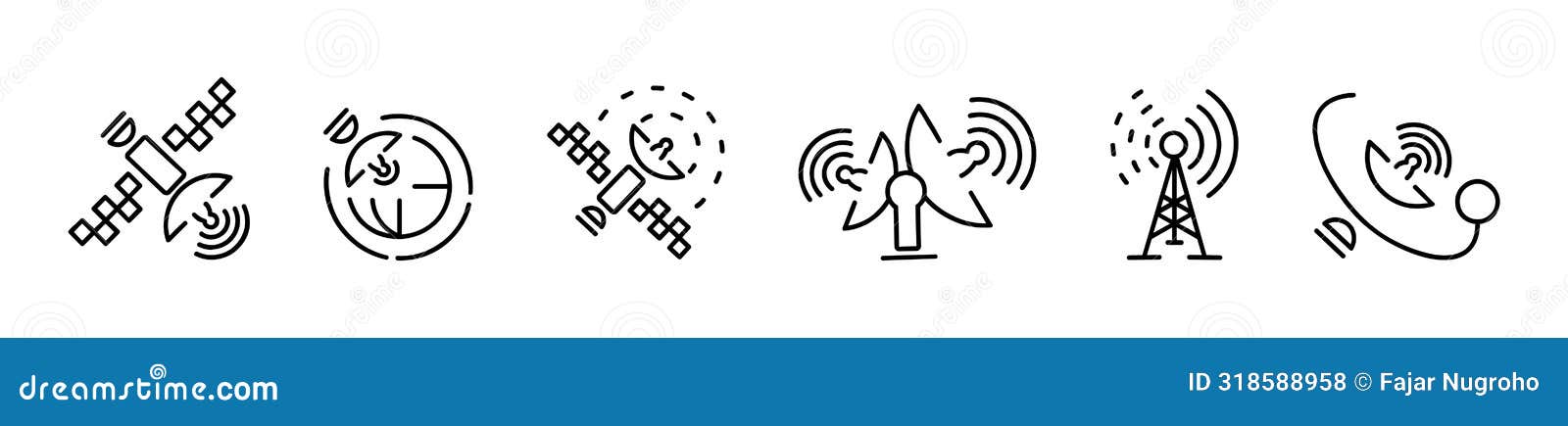 Wireless Satellite Technology Icon Set. Stock Illustration ...