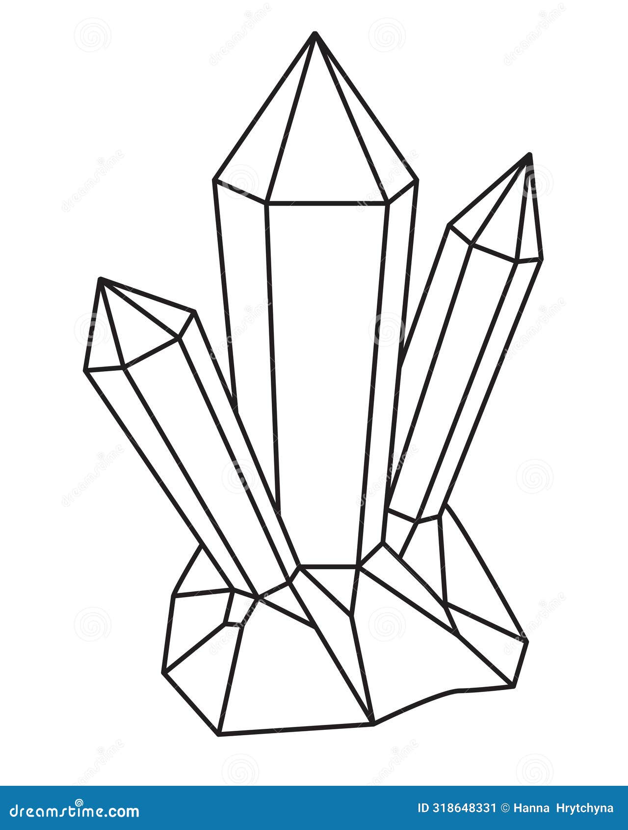 Crystals, Druses with Minerals - Vector Linear Picture for Coloring ...