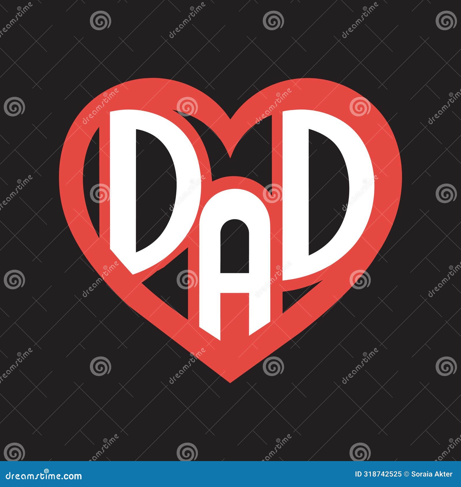 Happy Father S Day. Red Heart Shape Design, Vector Illustration. Stock ...