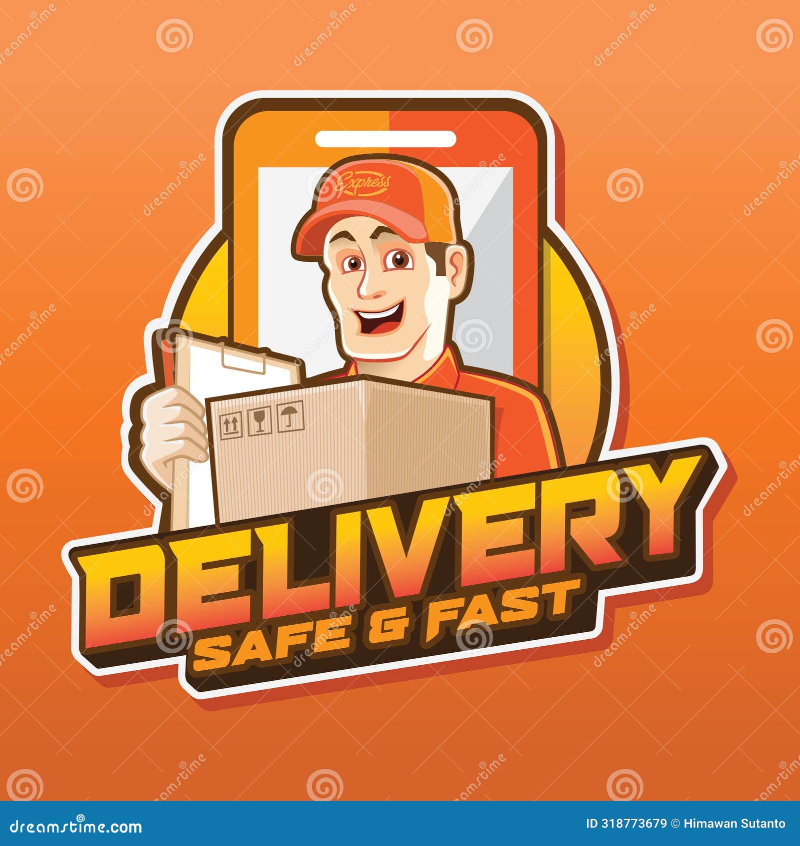 Delivery Order Courier Shopping Online with Stop Watch Stock Vector ...