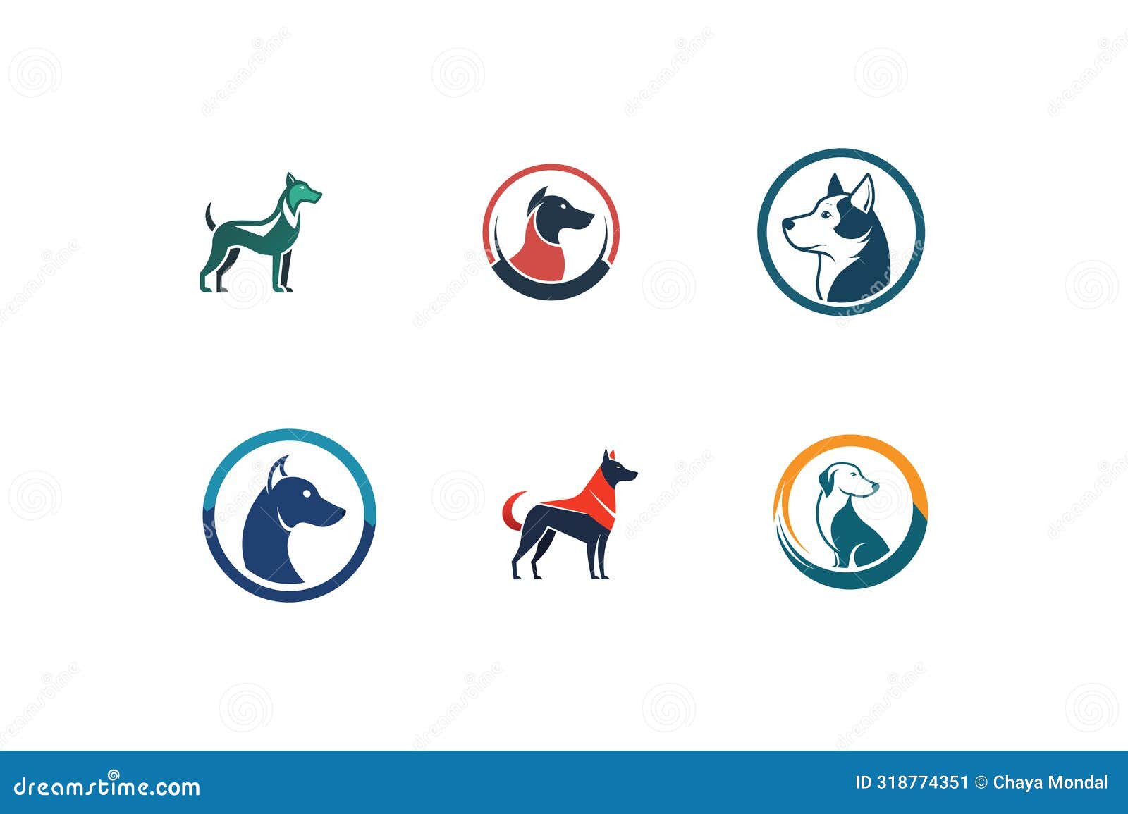 Dog Logo Collection Symbol Modern Designs Vector Illustration. Stock ...