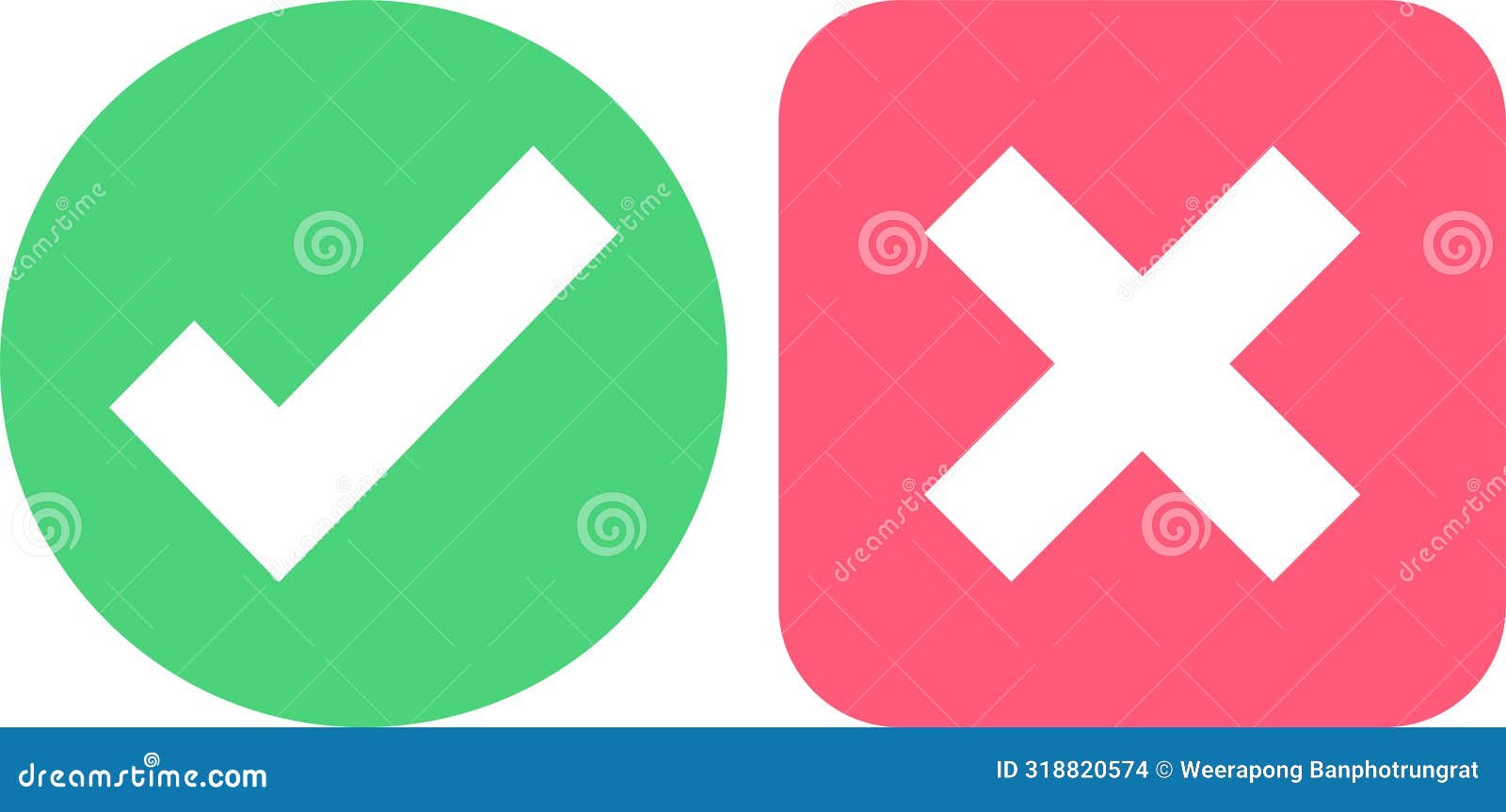 Right and Wrong Icon with Green and Red, Correct and Incorrect Symbol ...