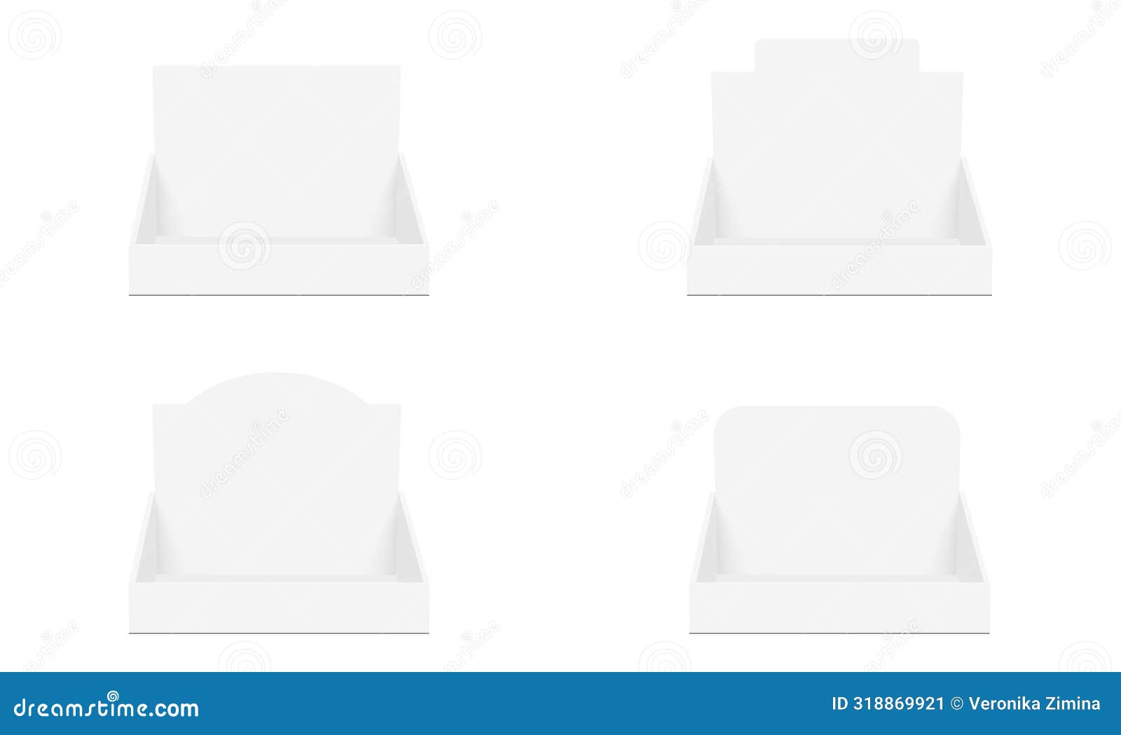 Set Of Cardboard Counter Display Boxes Mockups With Front And Side ...