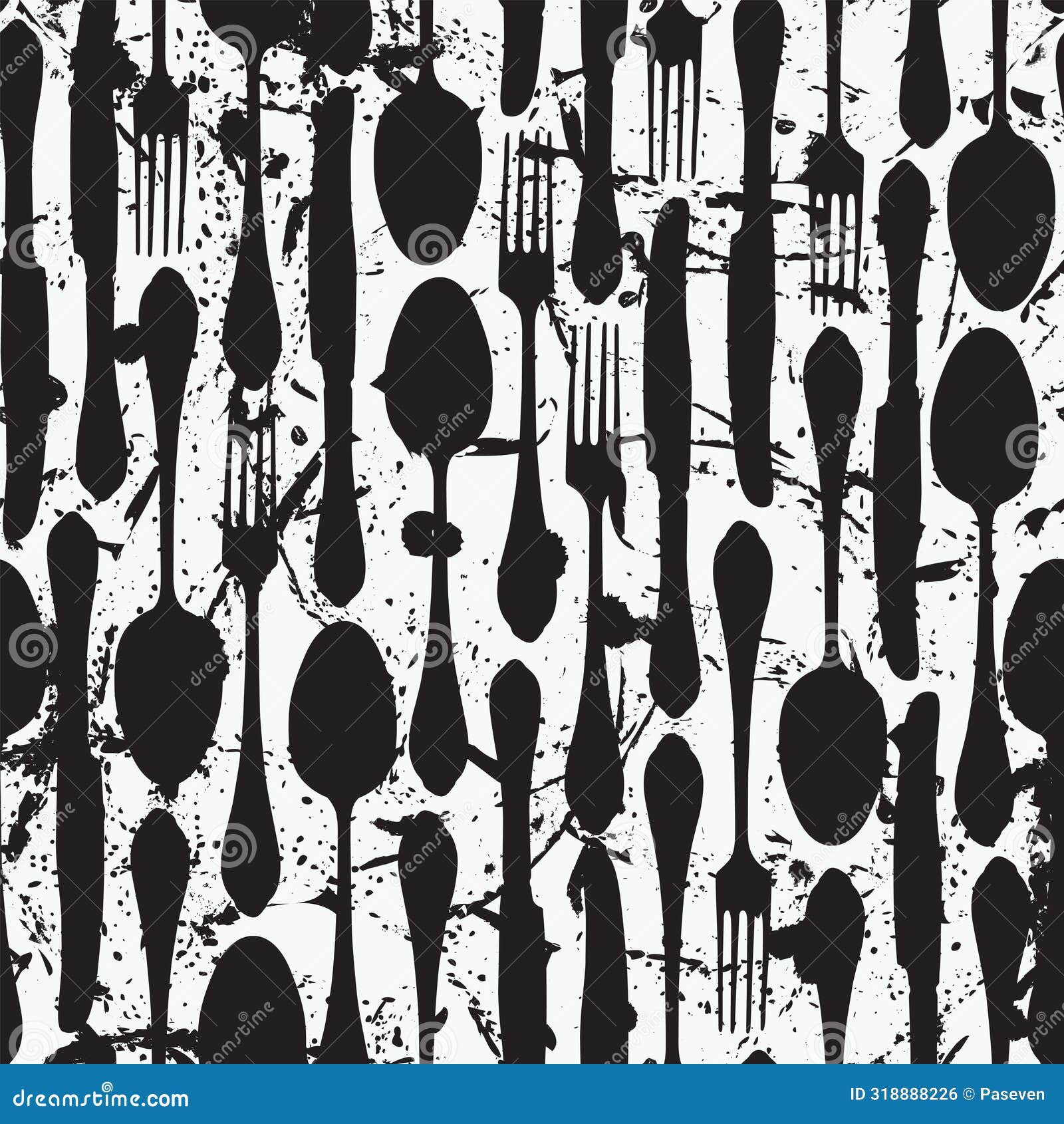Seamless Pattern with Cutlery Stock Vector - Illustration of fork ...