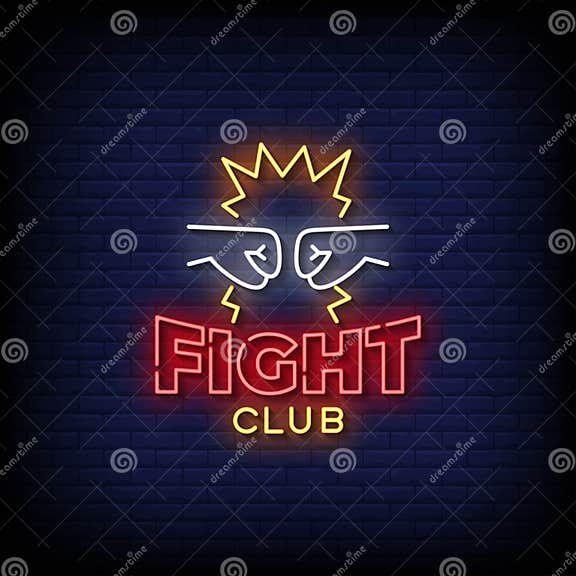 Fight Club Neon Sign on Brick Wall Background Vector Stock Vector ...