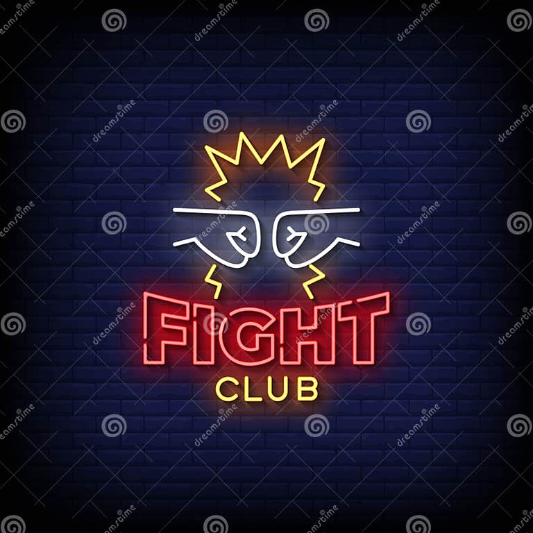 Fight Club Neon Sign on Brick Wall Background Vector Stock Vector ...