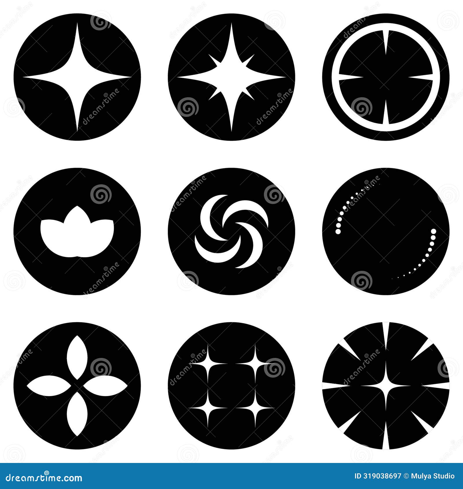 Element Black and White Set Minimalistic Futuristic Vector Shape Stock ...