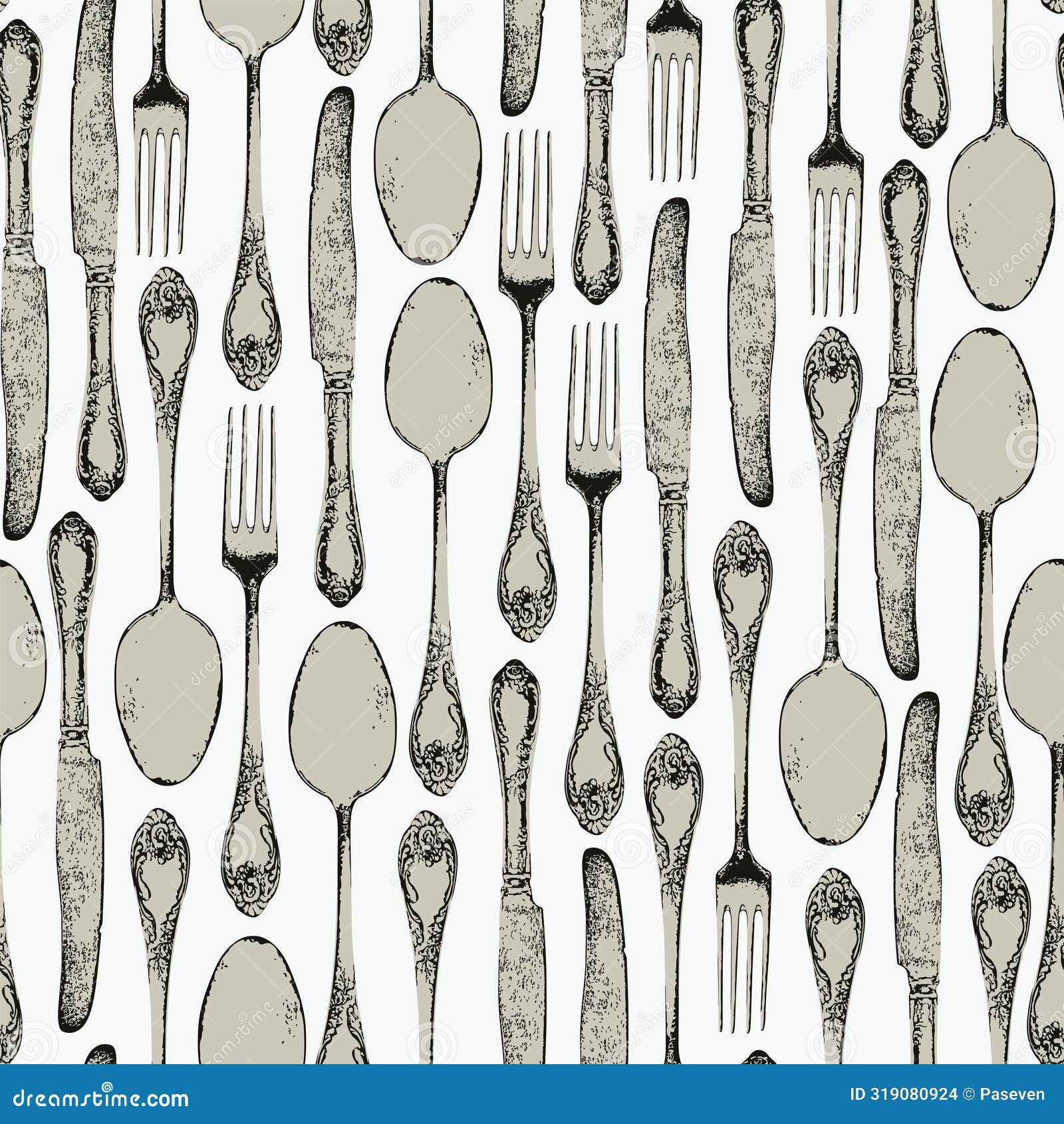 Seamless Pattern with Realistic Cutlery Stock Vector - Illustration of ...