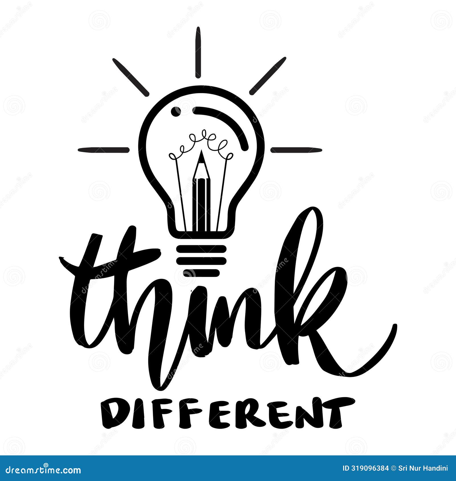 Think Different. Hand Drawn Lettering Quote Stock Vector - Illustration ...