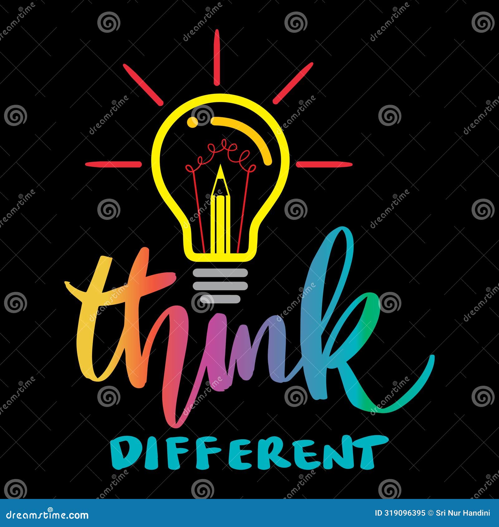 Think Different. Hand Drawn Lettering Quote Stock Vector - Illustration ...