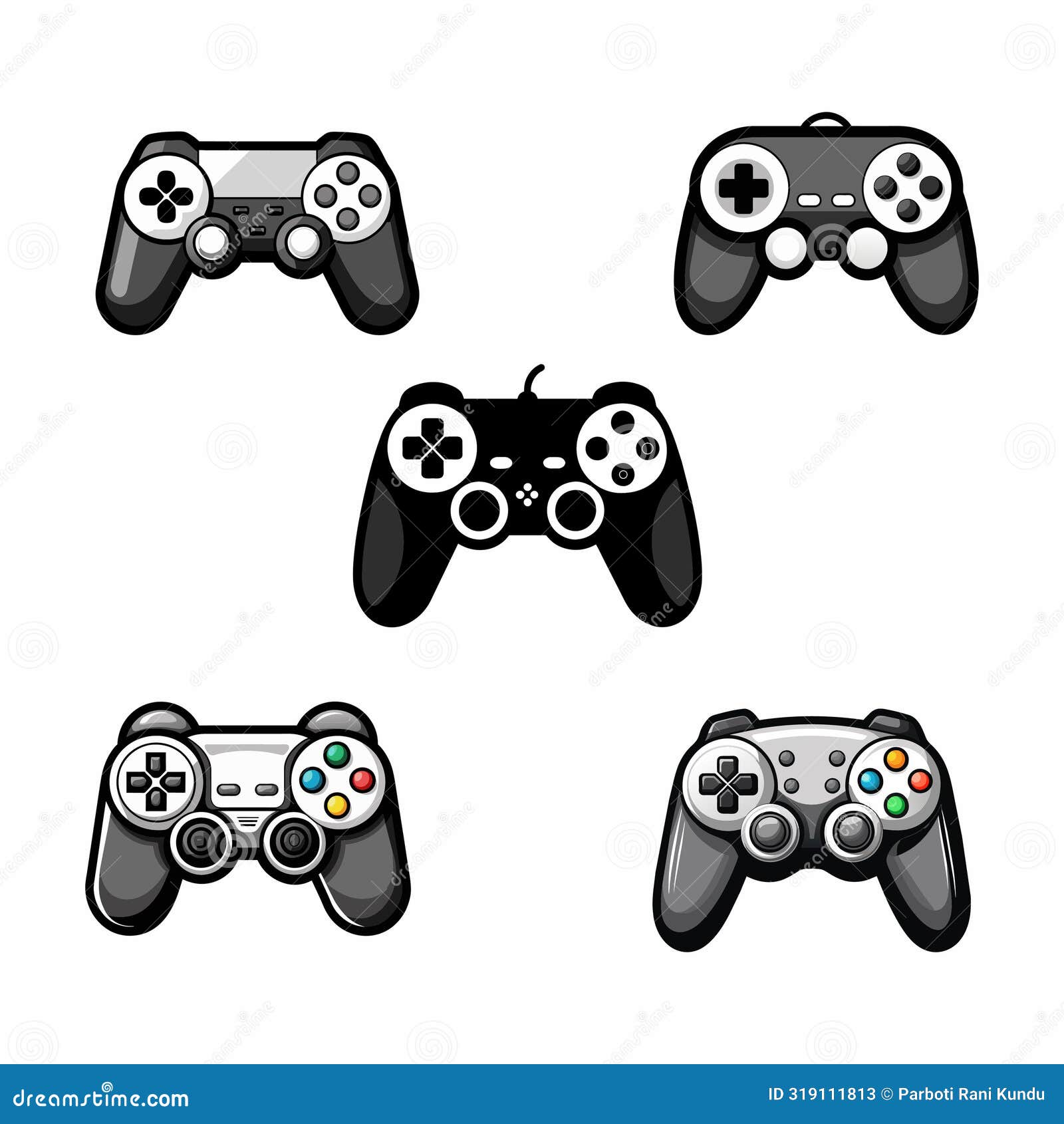 Simple Black & White Game Controller on White Background. Stock ...