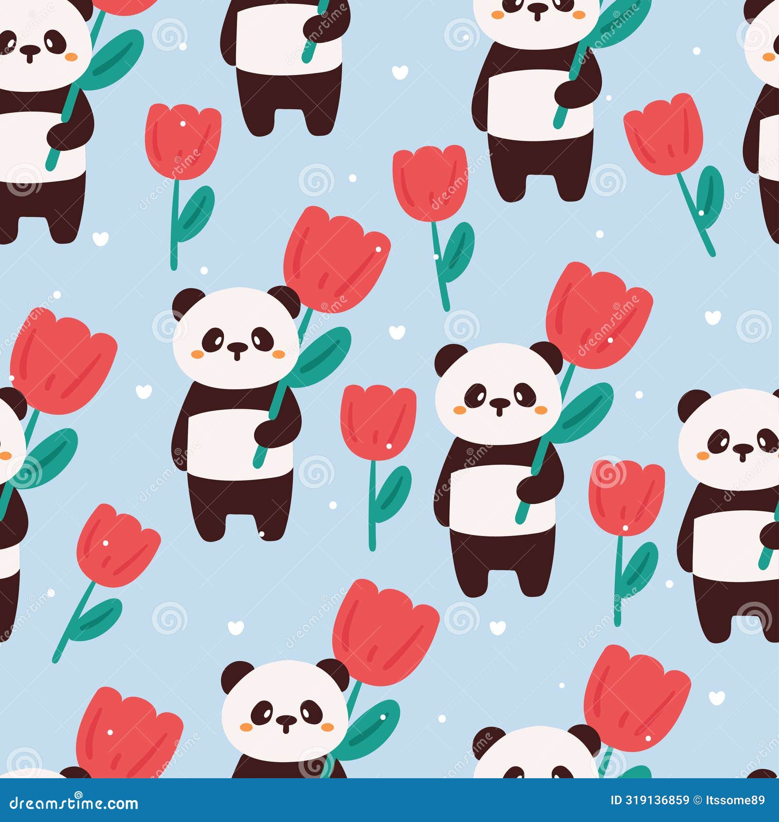 Seamless Pattern Cartoon Panda Stock Vector - Illustration of design ...