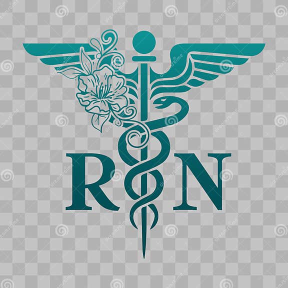 Registered Nurse, Medical Symbol with RN Text and Flower Stock Vector ...
