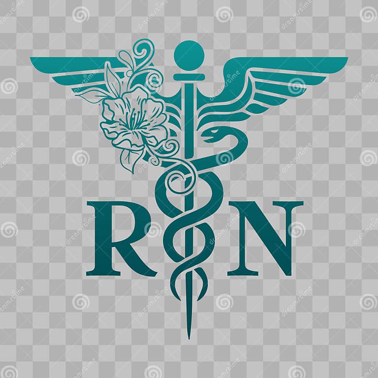 Registered Nurse, Medical Symbol with RN Text and Flower Stock Vector ...