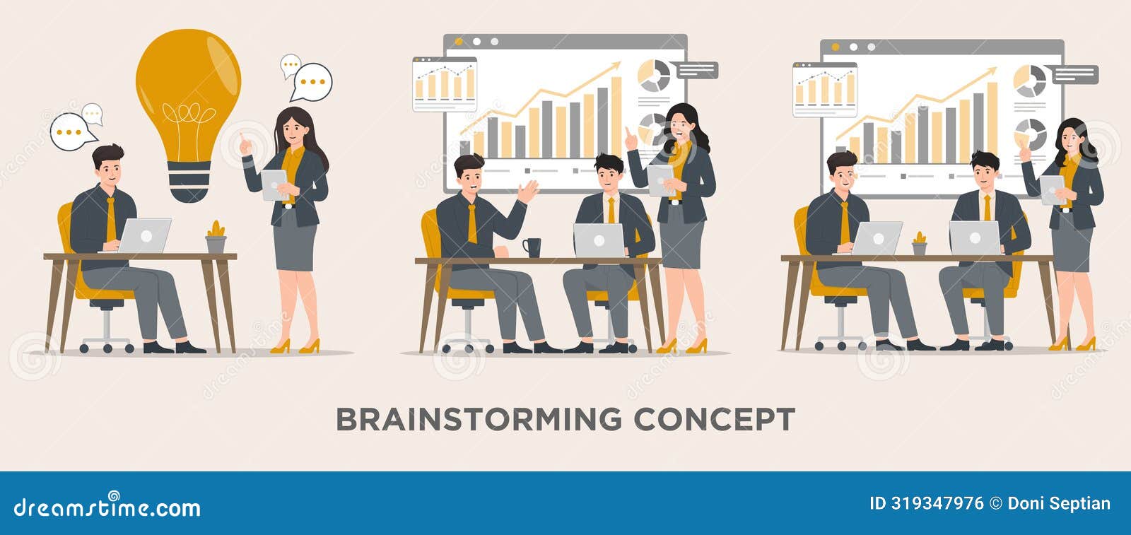 Flat Vector Business Brainstorming Concept Illustration Stock Vector - Illustration of people ...