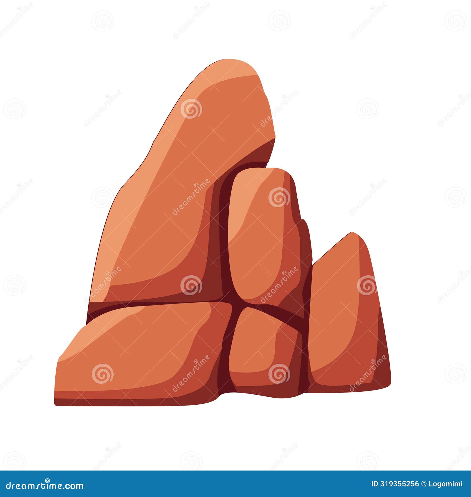 Red Brown Desert Rocks Vector Illustration, Orange Dry Desert Stones ...