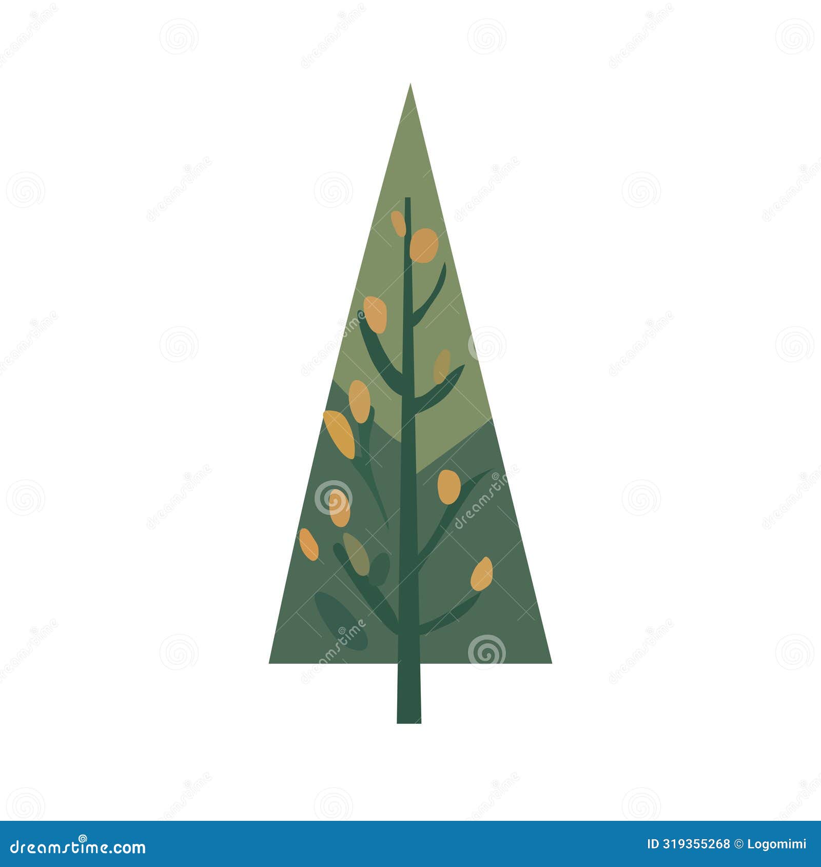 Simple Green Pine or Spruce Tree Vector Illustration, Cartoon Style ...