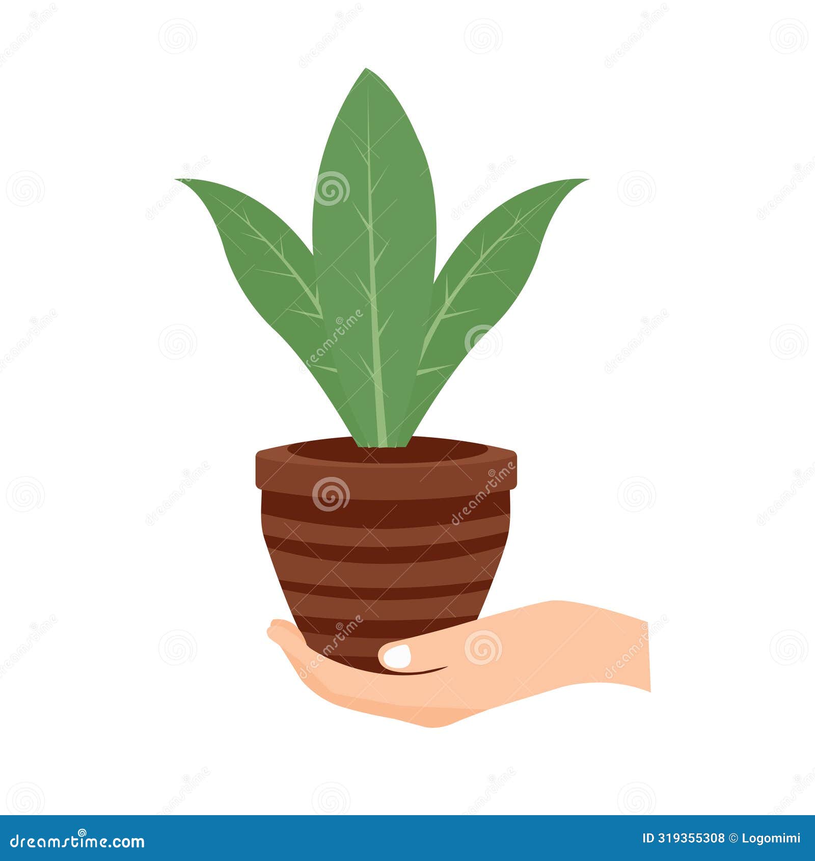 Hand Holding Young Plant in Pot Vector Illustration, Hand Carrying ...