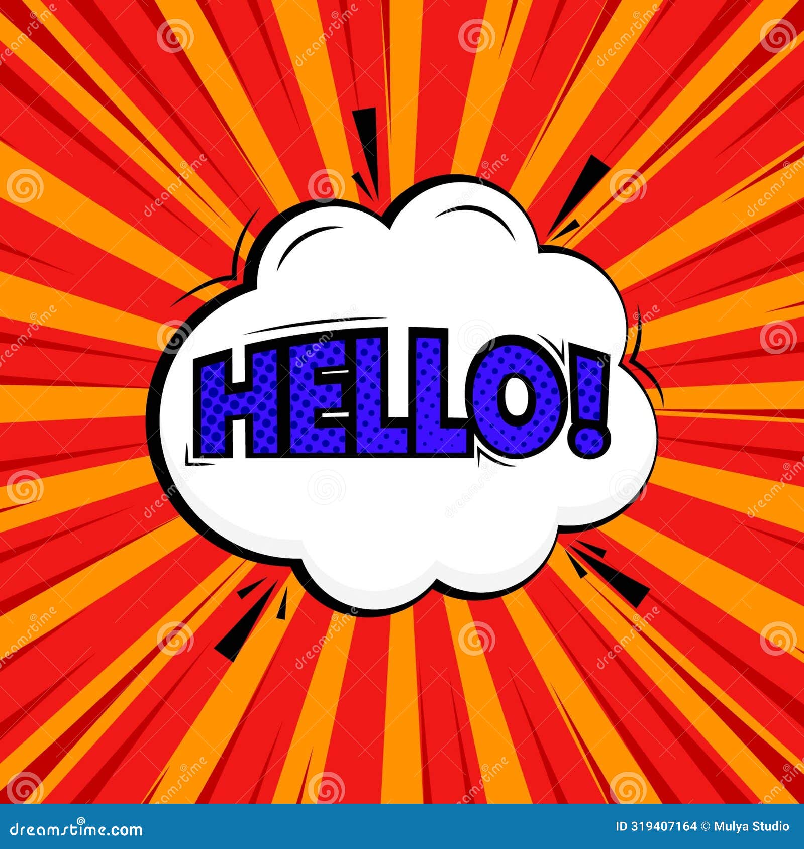 Lettering Hello Comic Retro Background Stock Illustration ...