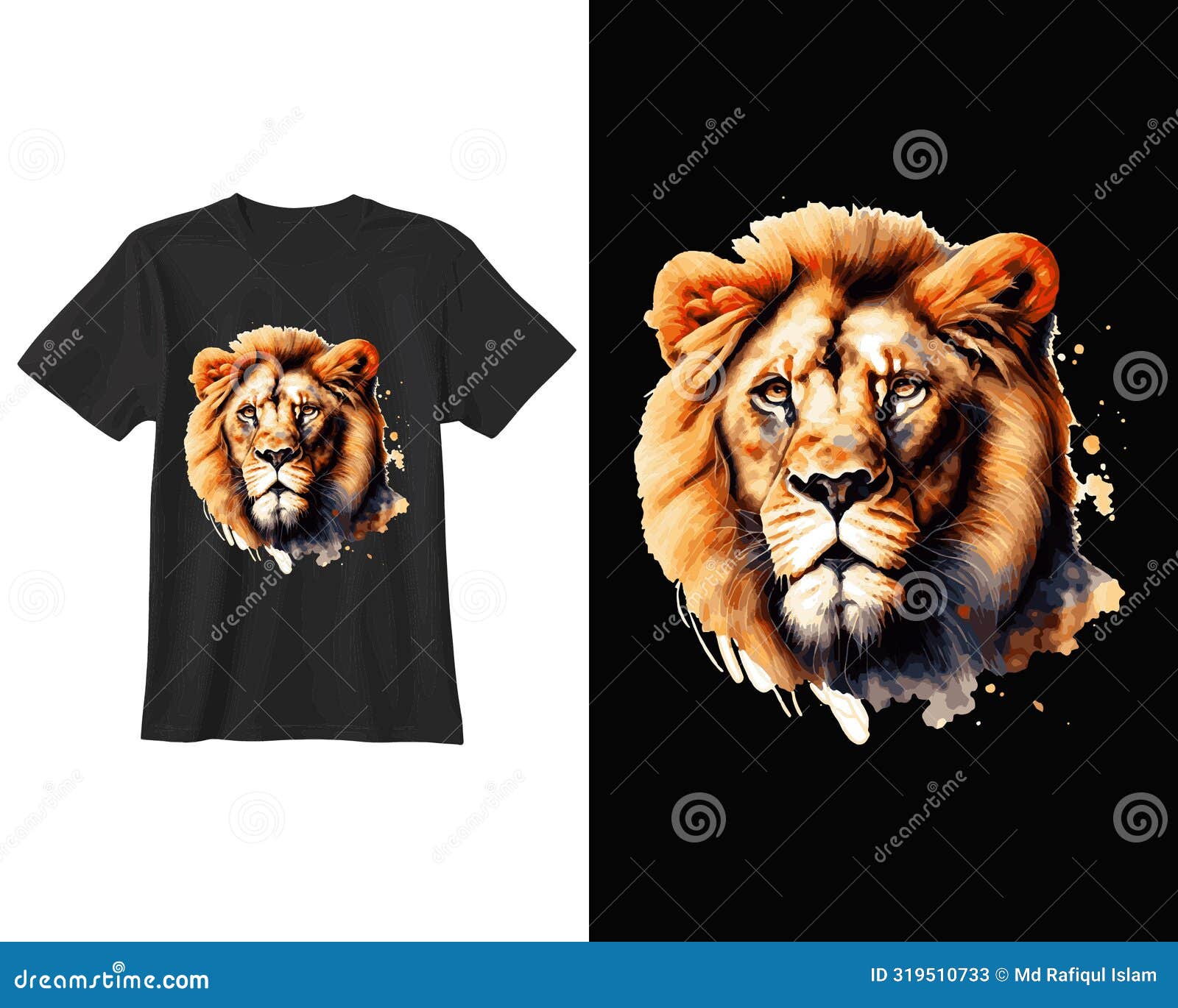 Beautiful Lion Art. T-shirt Design Stock Illustration - Illustration of ...
