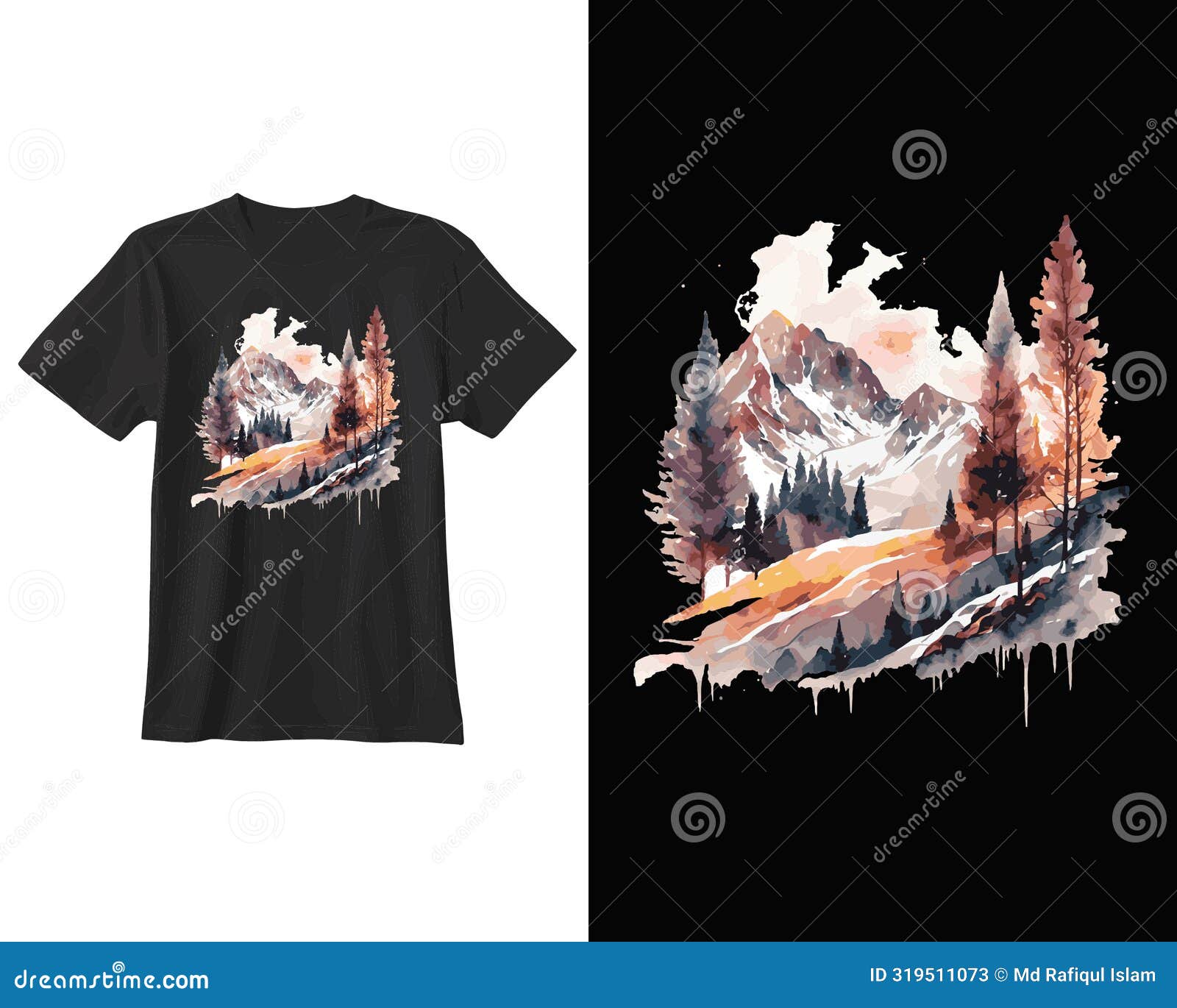 Beautiful Nature Art. T-shirt Design Stock Illustration - Illustration ...