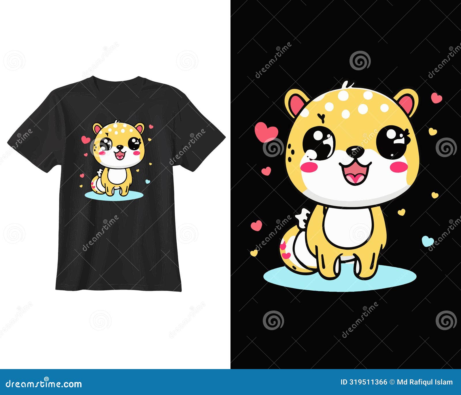 Cute Animal Cartoon. T-shirt Design Stock Illustration - Illustration ...