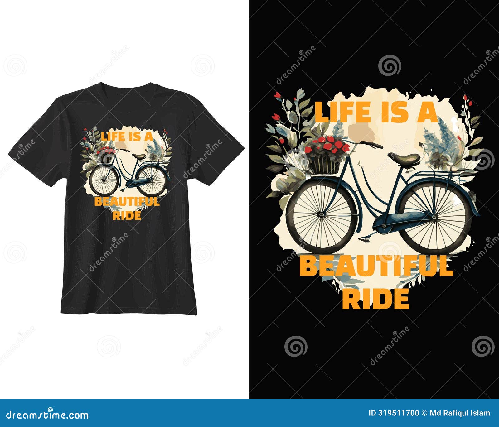 Life is a Beautiful Ride T-shirt Design Stock Illustration ...