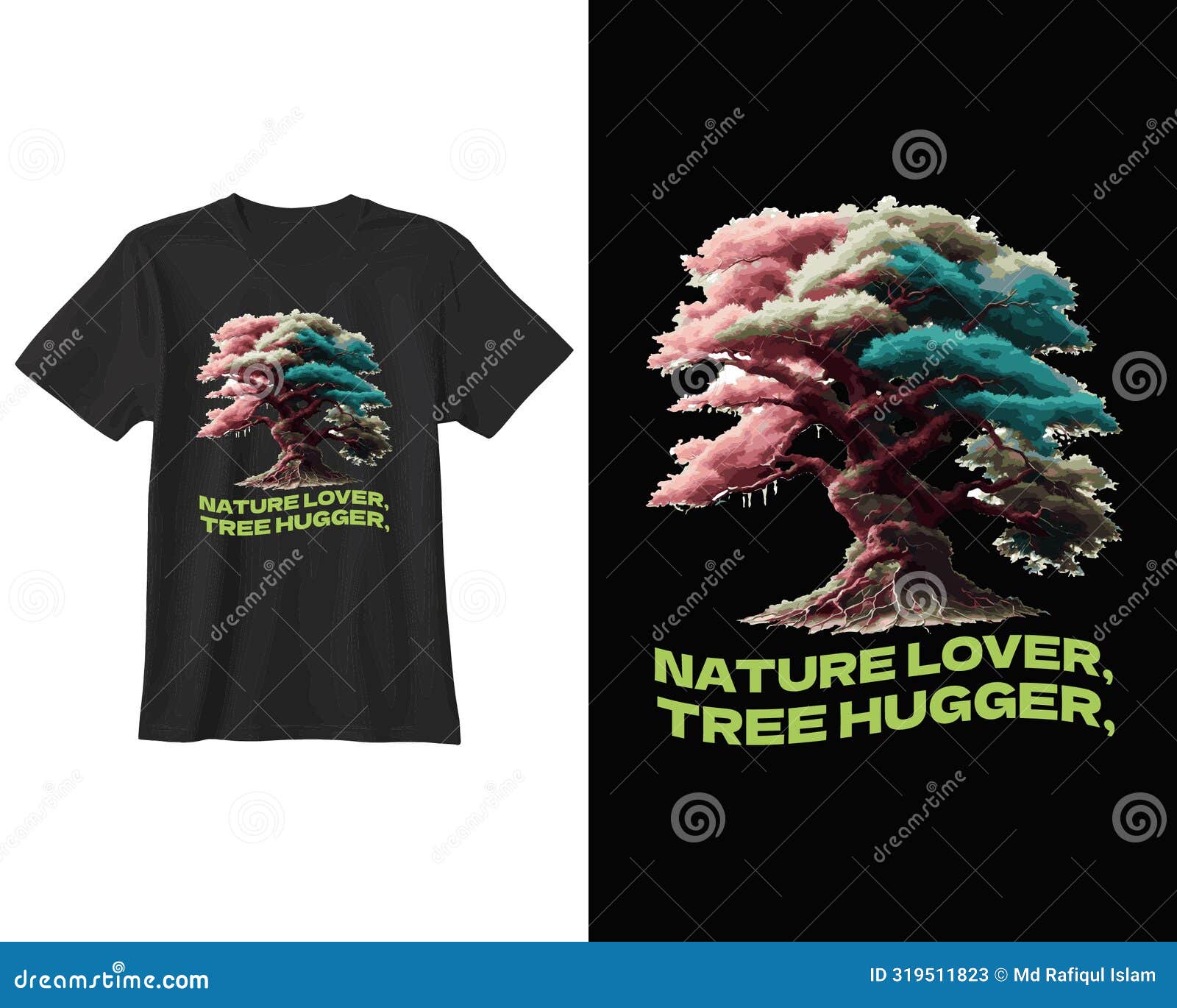 Nature Lover, Tree Hugger T-shirt Design Stock Illustration ...