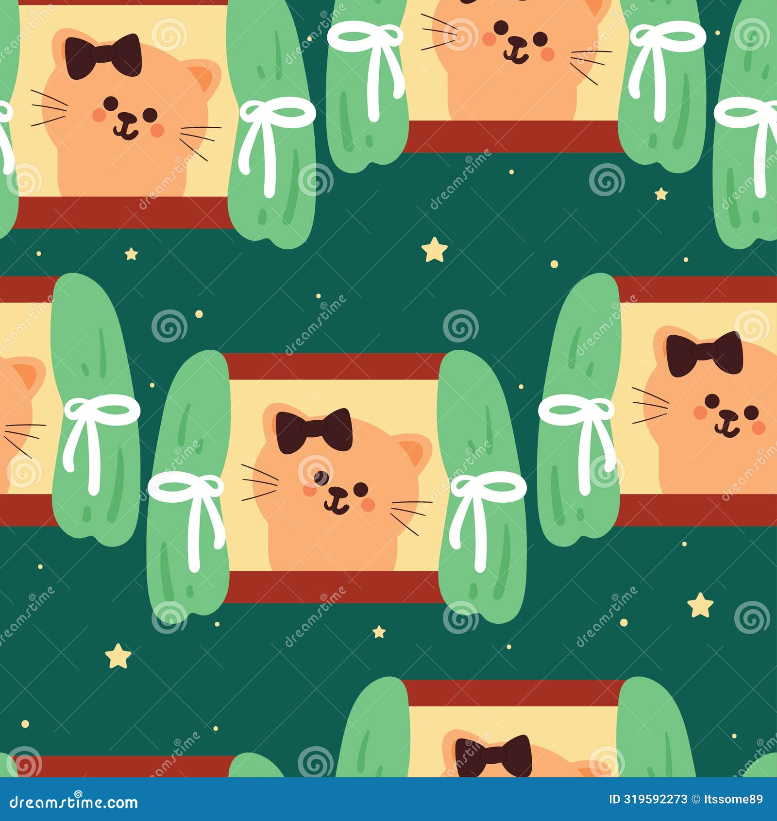 Seamless Pattern Cartoon Cat Inside a Window Stock Vector ...