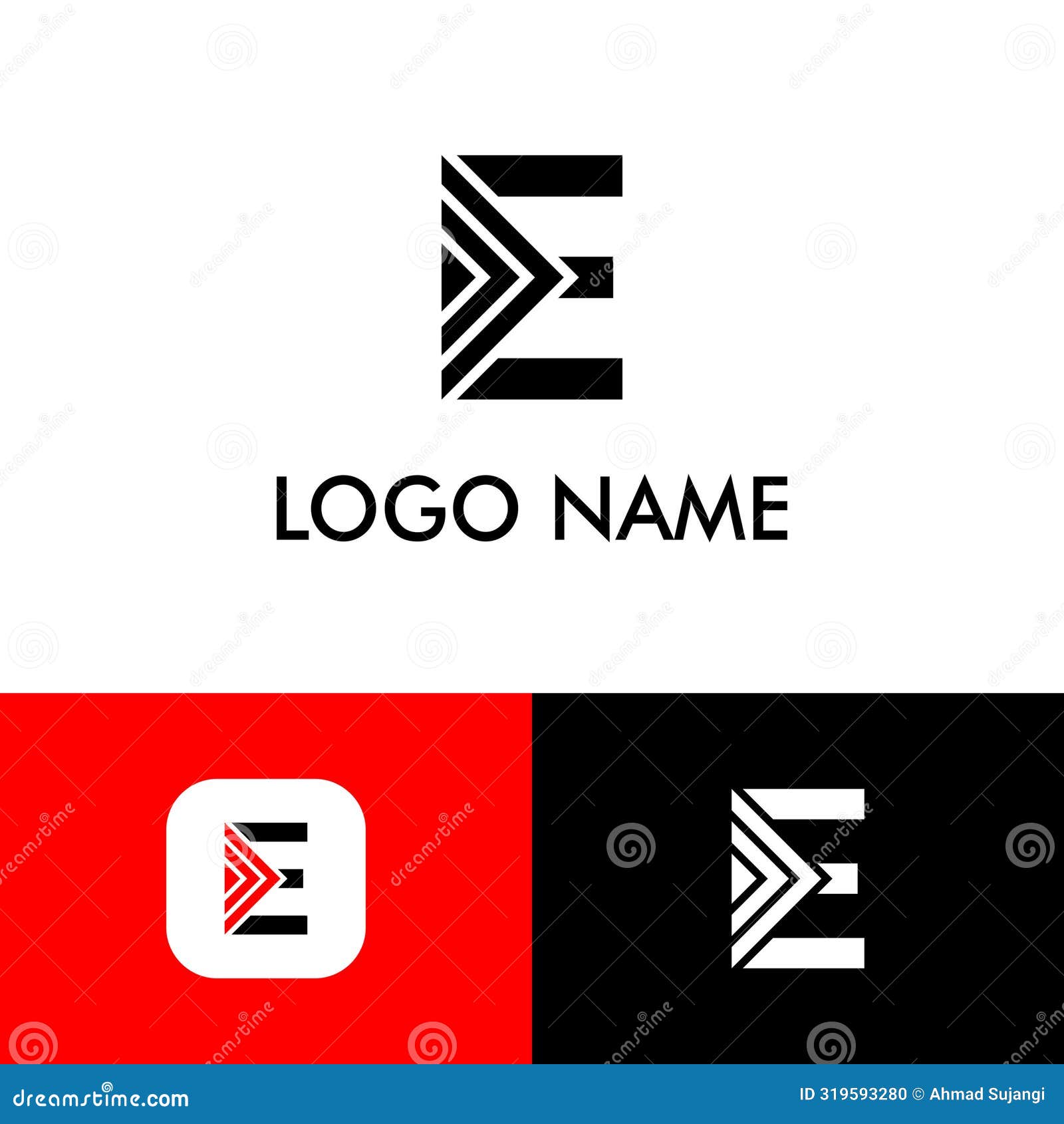 E Logo Design Template in Red and Black Colors Stock Vector ...