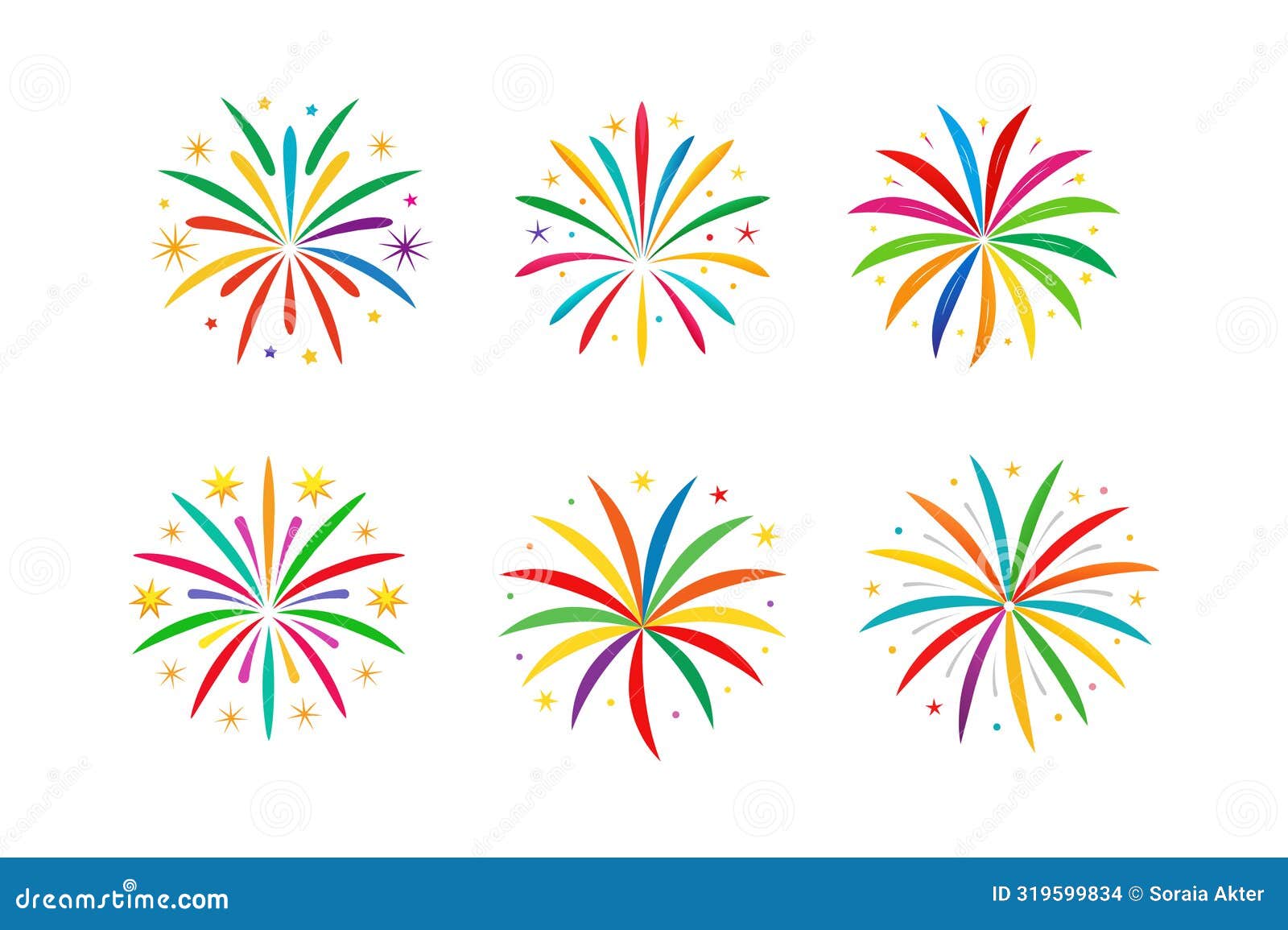 Collection of Vector Firework Rocket Explosion Sparks Set. Collection ...