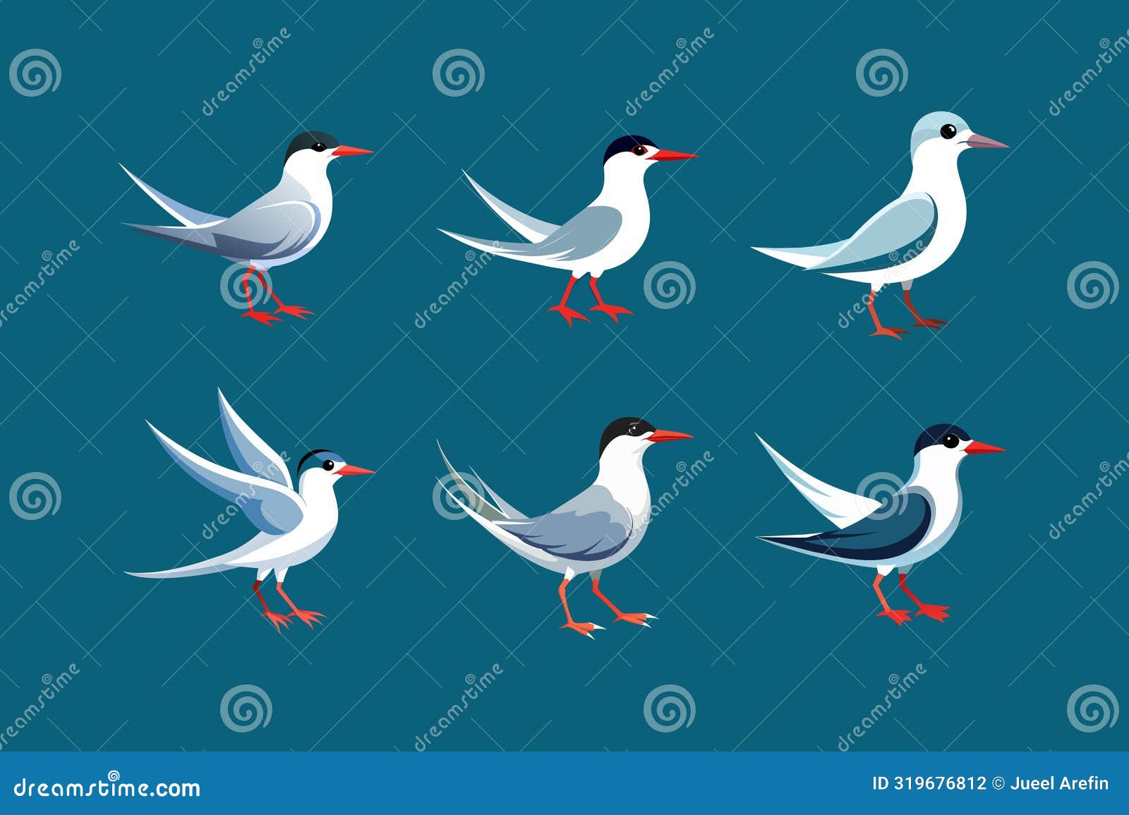 Set of Bird Walk Icon Vector Illustration Stock Illustration ...