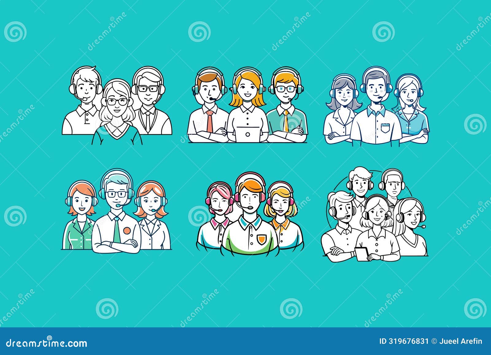 Set of Customer Team Vector Illustration Stock Vector - Illustration of ...