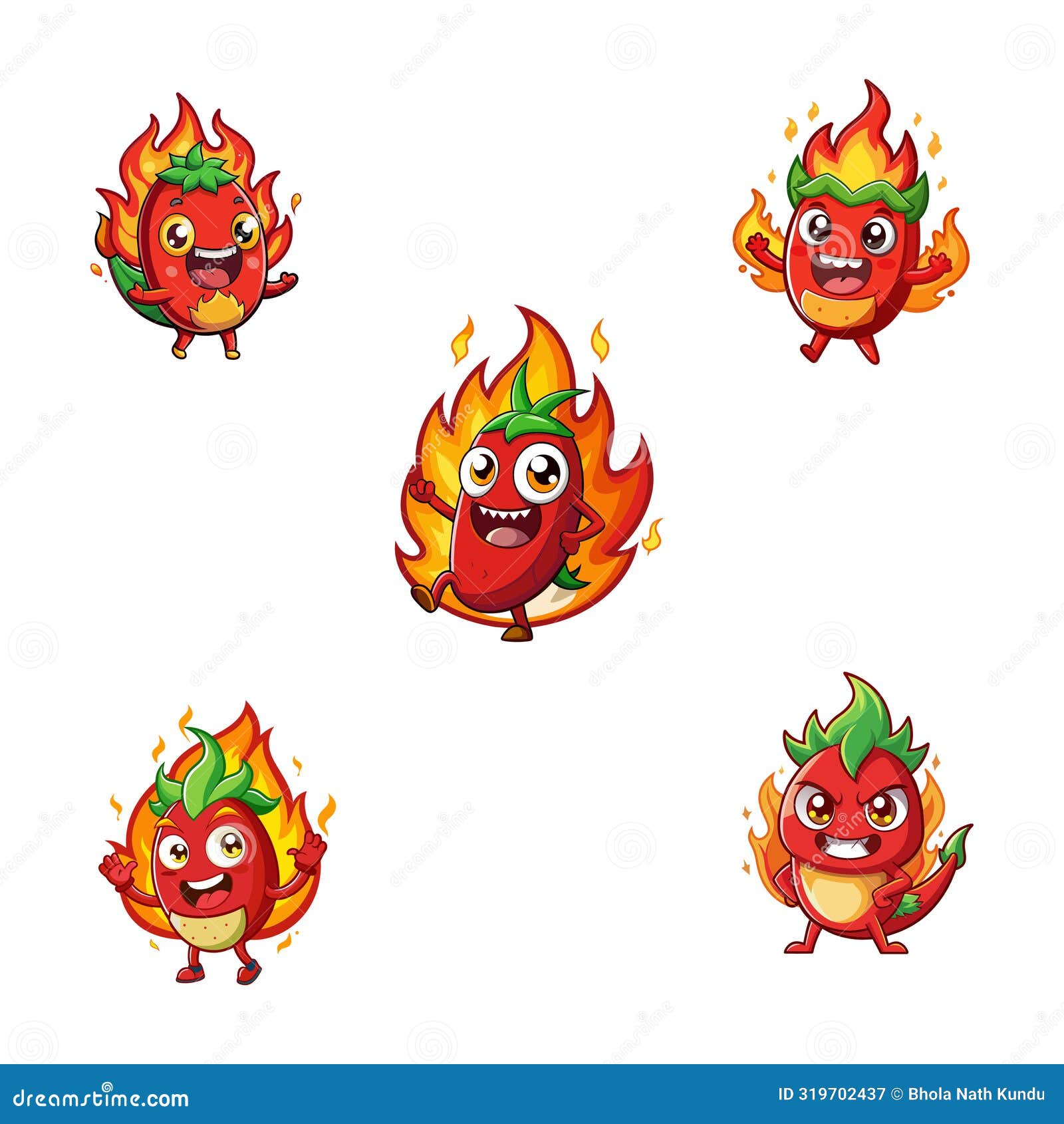 Cute Chili Monster with Fire Cartoon, Showcasing an Adorable yet Fiery ...